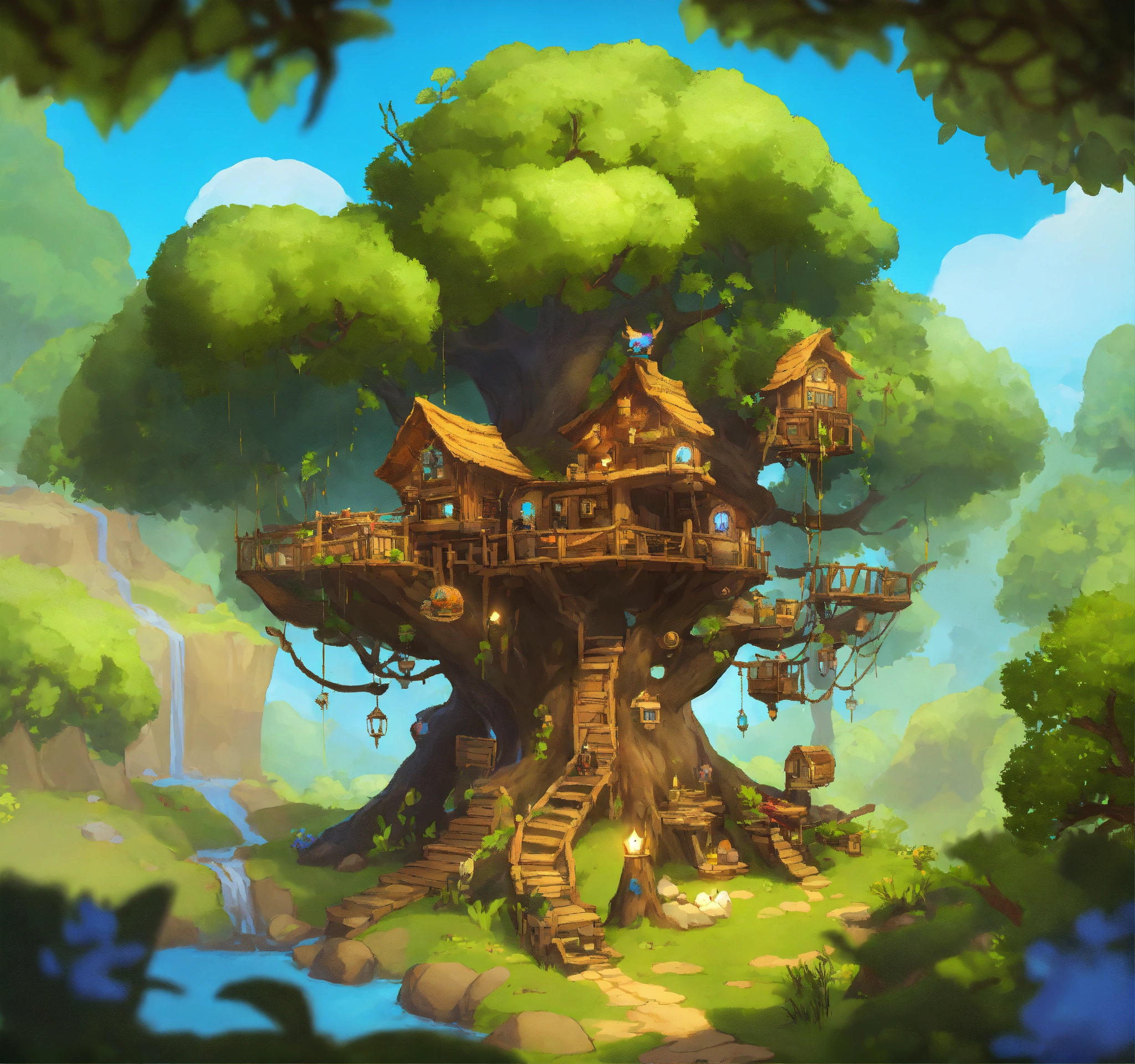 Lexica - MMO game with online players. treehouse. Ori