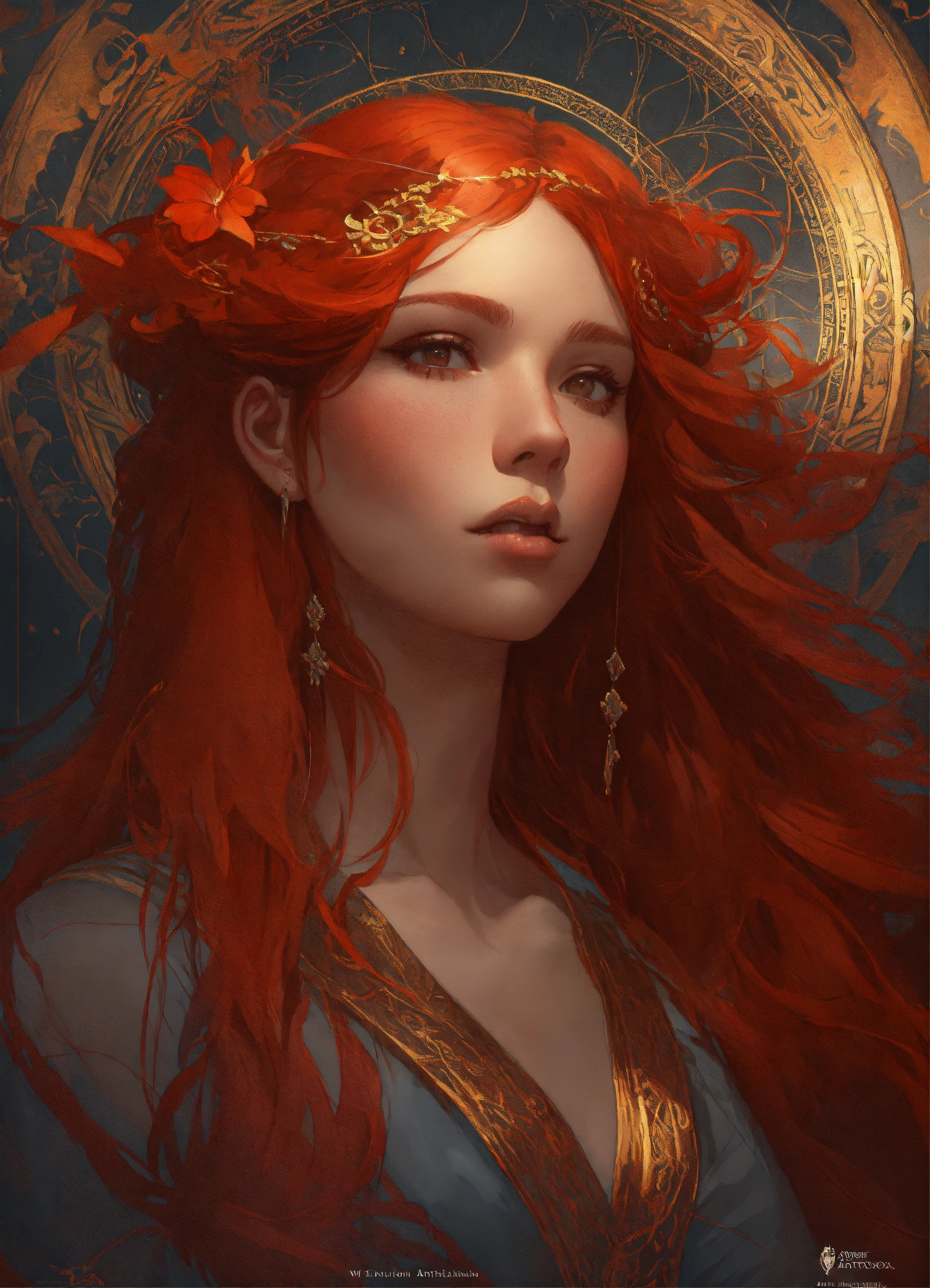 Lexica - Beautiful, red hair, goddess, long hair, eerie nocturnal ...