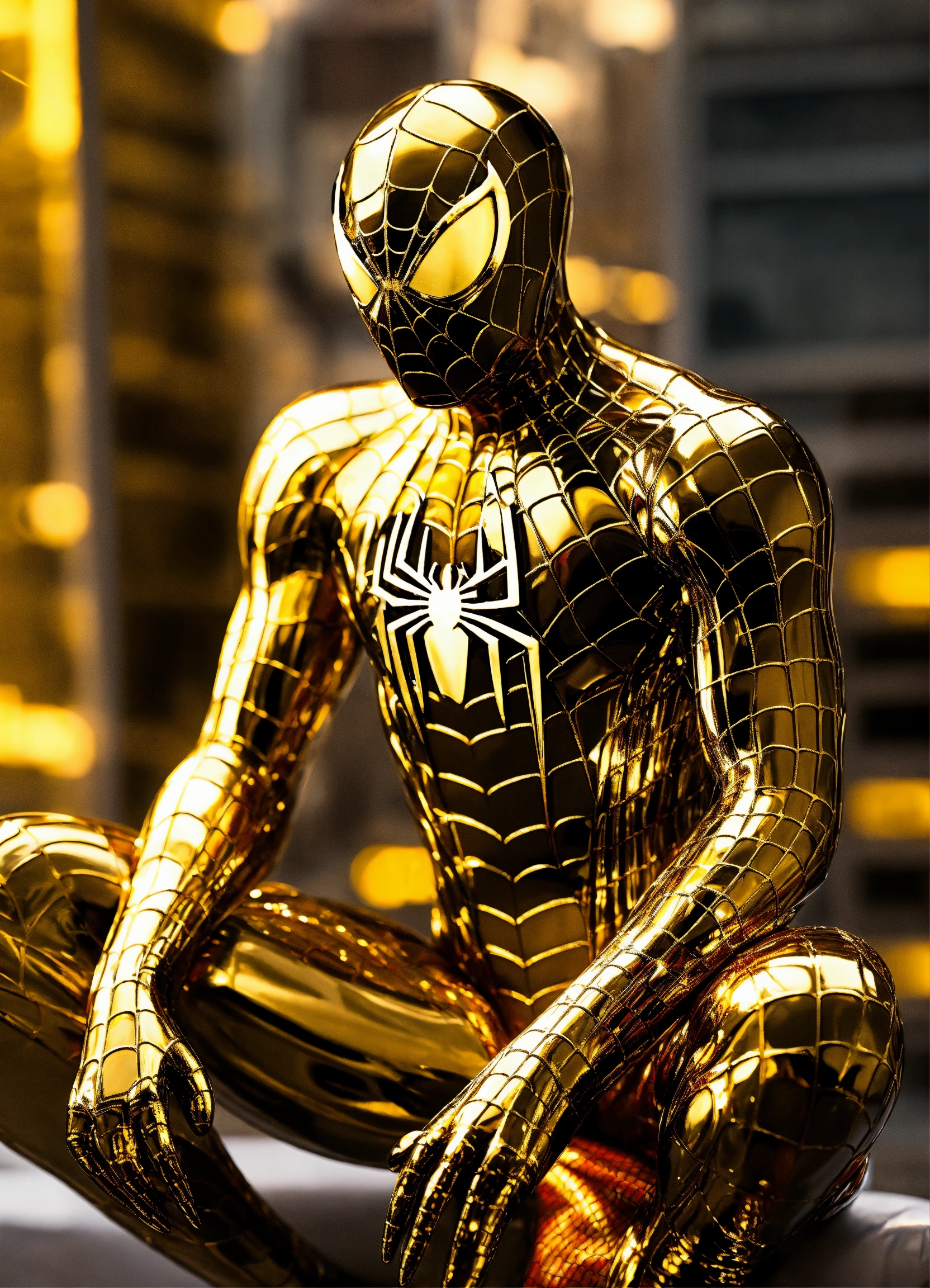 Lexica - Chrome and gold spiderman god