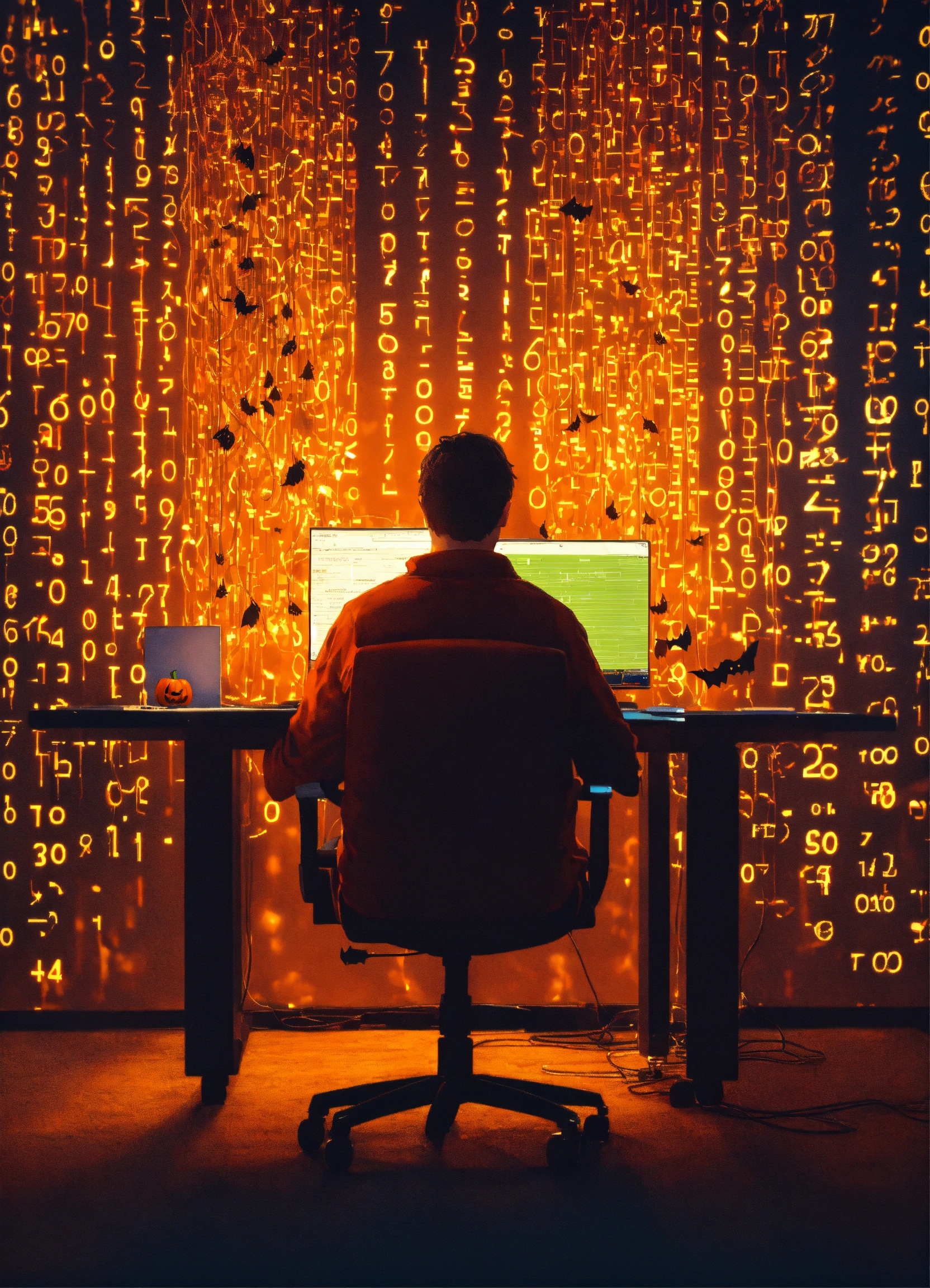 Lexica - A man training programmer on his computer, surrounded by ...