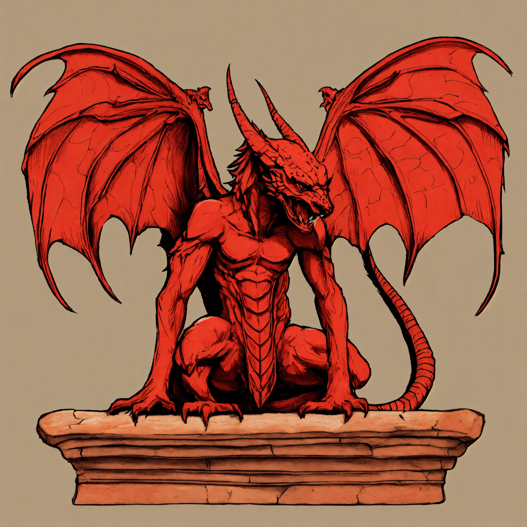 Lexica - Drawing of a small red gargoyle with wings and a scorpion tail.