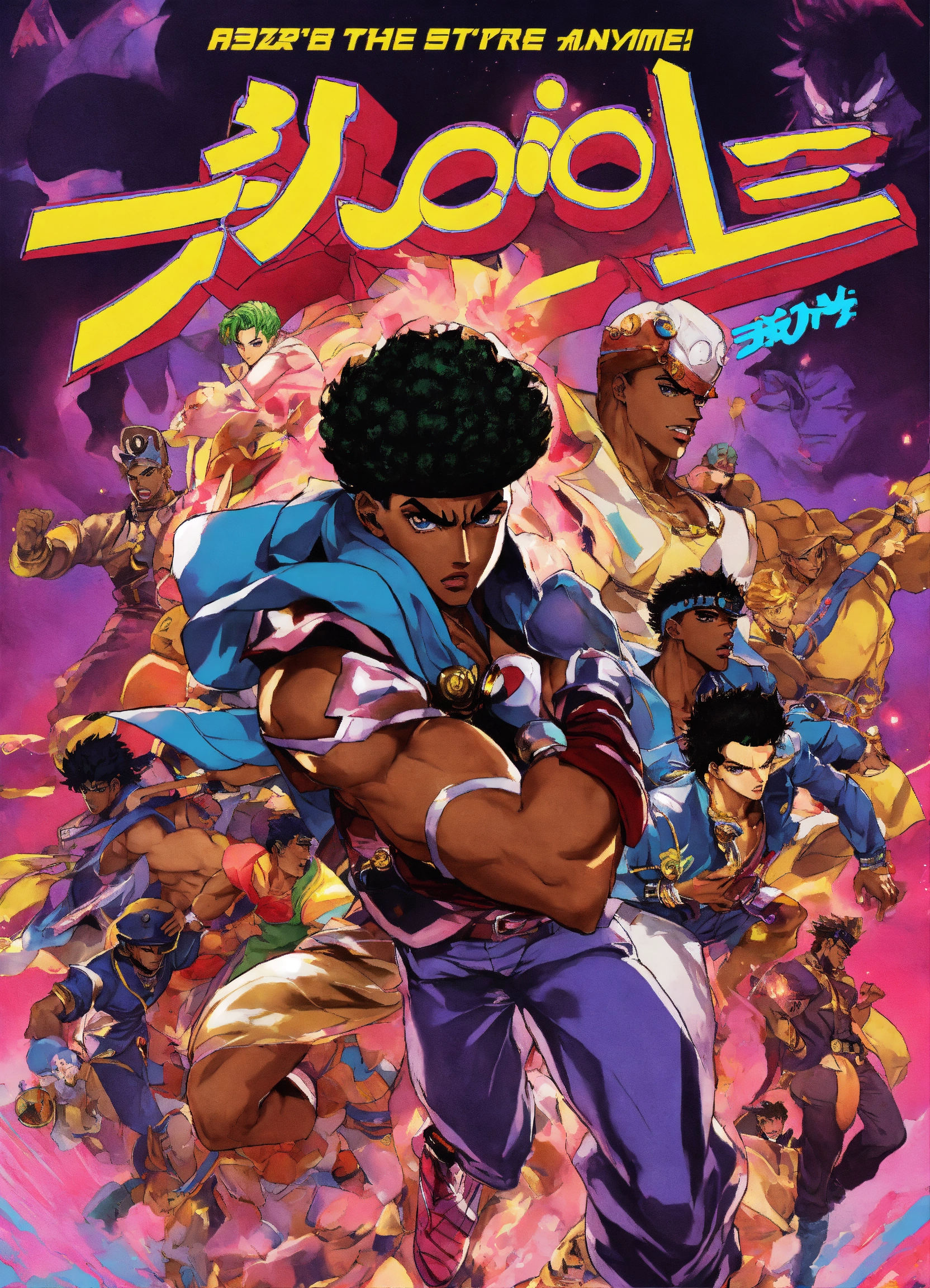 Lexica - 80's anime black characters jojo's bizarre adventure manga art ...