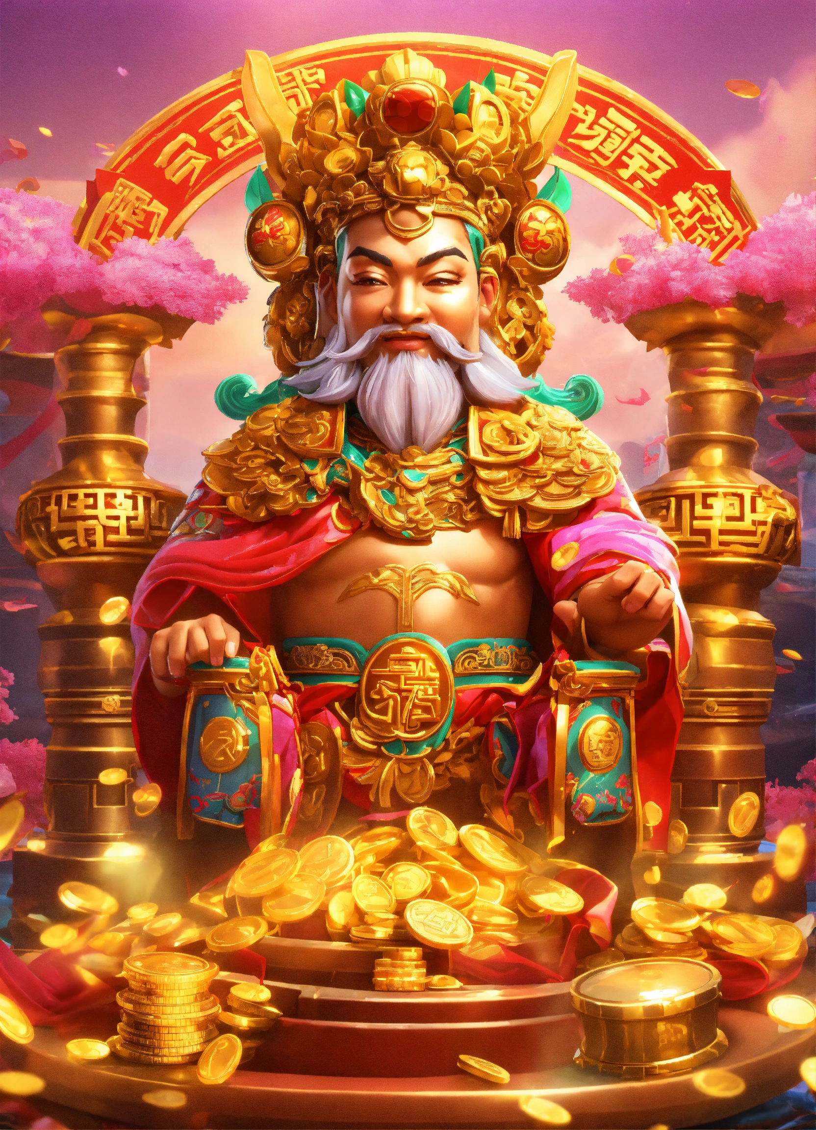 Lexica - 3D god of wealth (Chinese) slot machine game impressionistic ...
