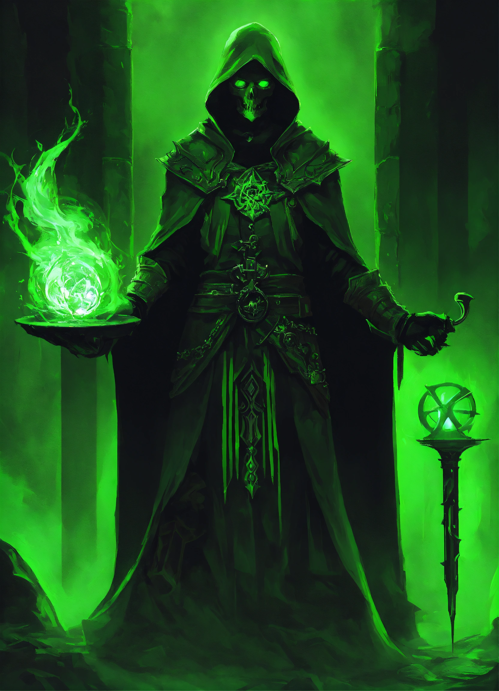 Lexica - Necromancer, green, black, white, minimalist