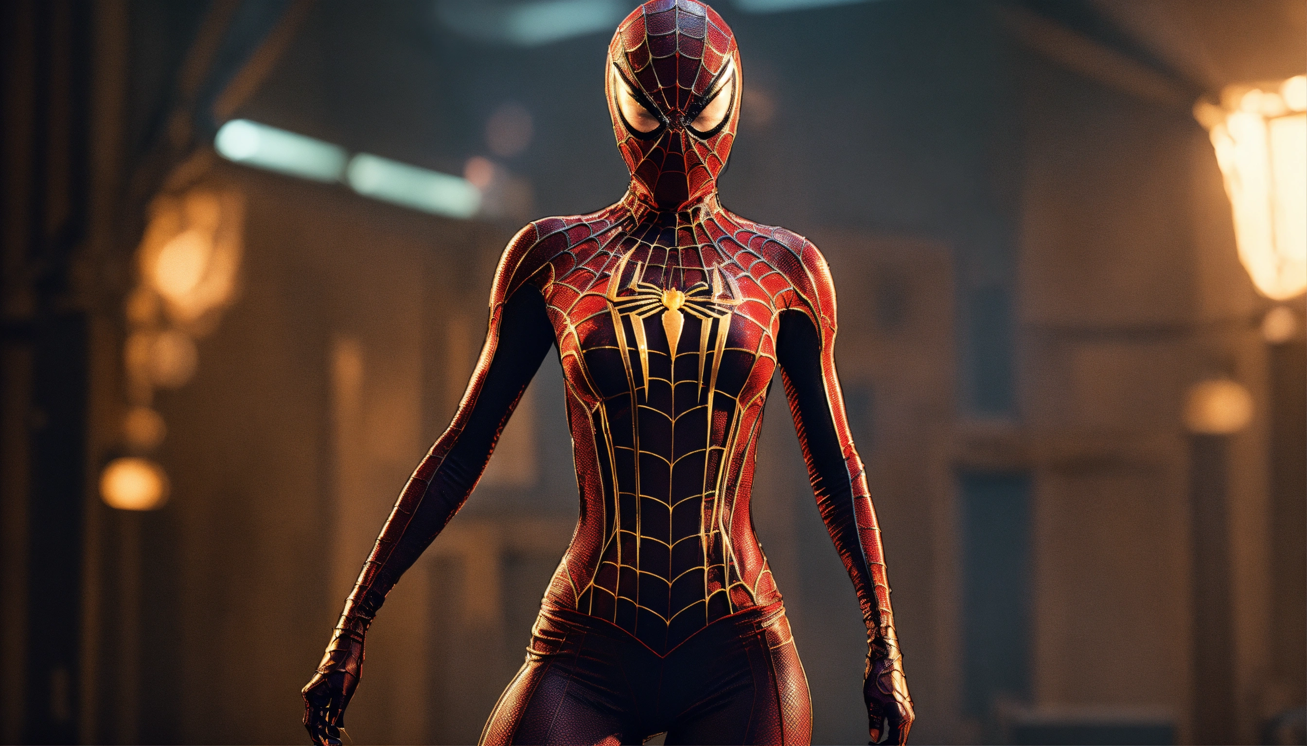Lexica - Photo of thin muscular spider woman, suit 38D cup, full long ...