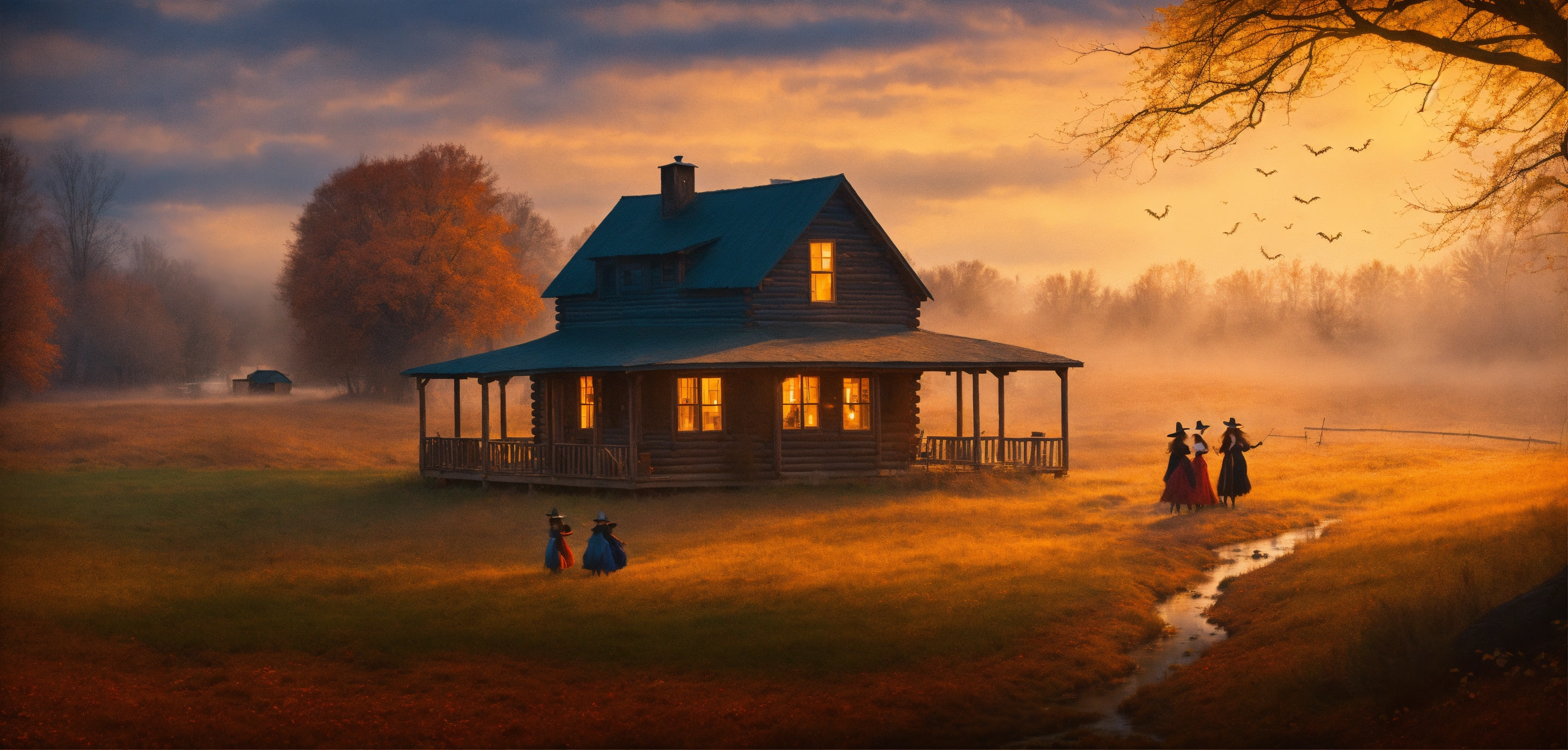 Lexica - Impressionist, cabin with a typical Wisconsin countryside ...