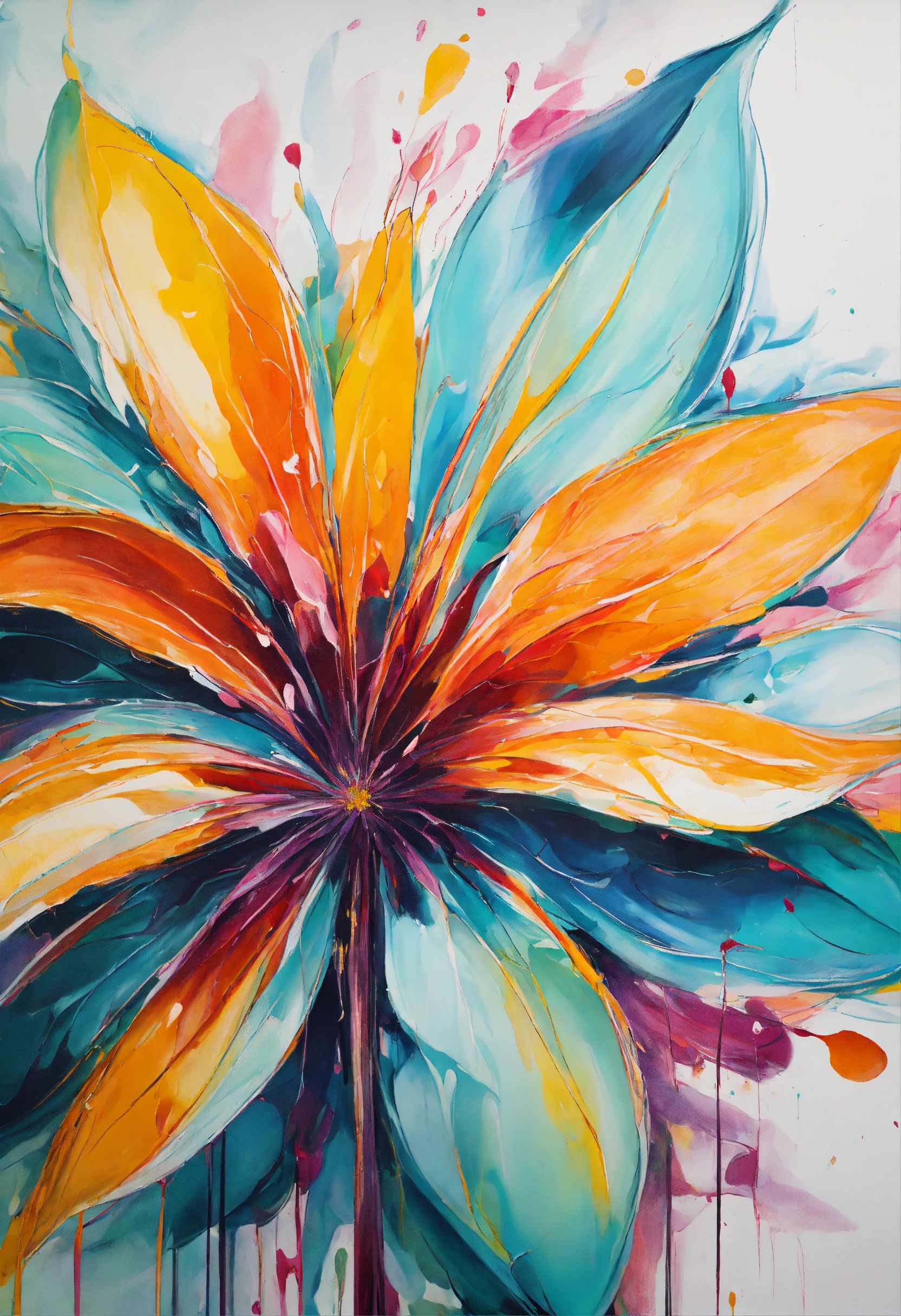 Lexica - An abstract painting of a flower on a white background ...