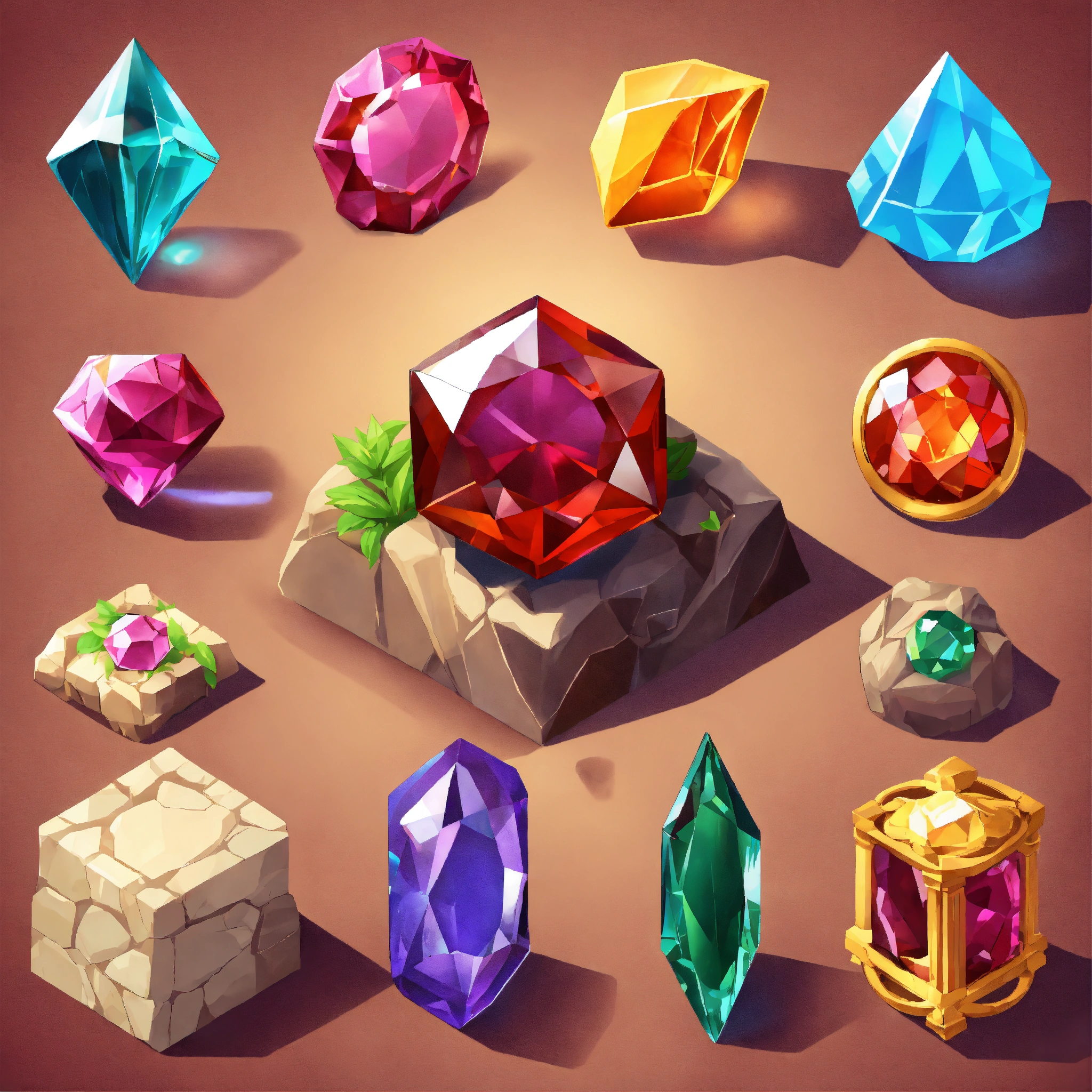 Lexica - Gemstone realistic style isometric for mobile game