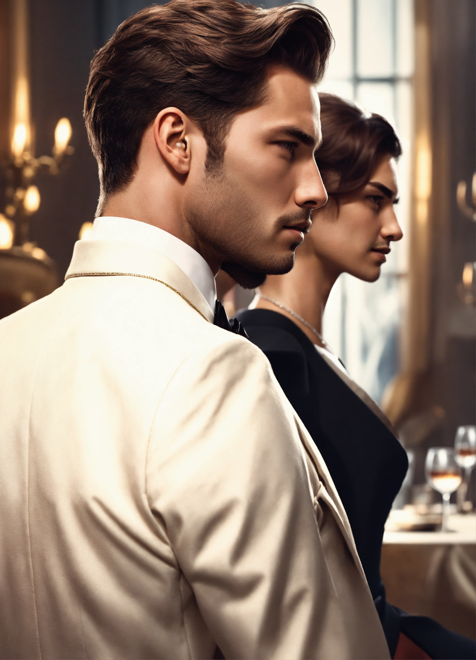 Lexica - Modern handsome man, looking side view, rich man, avoidant ...