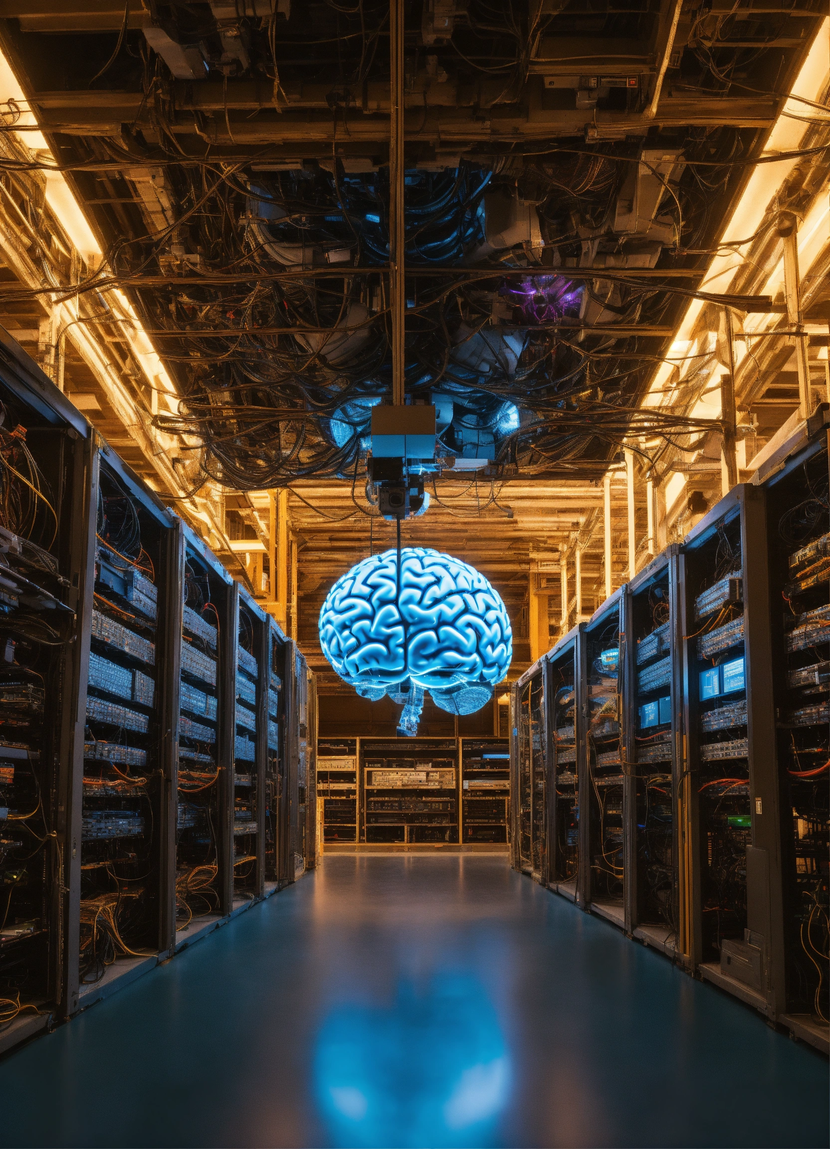 Lexica - In the center of the room, a colossal human brain is ...