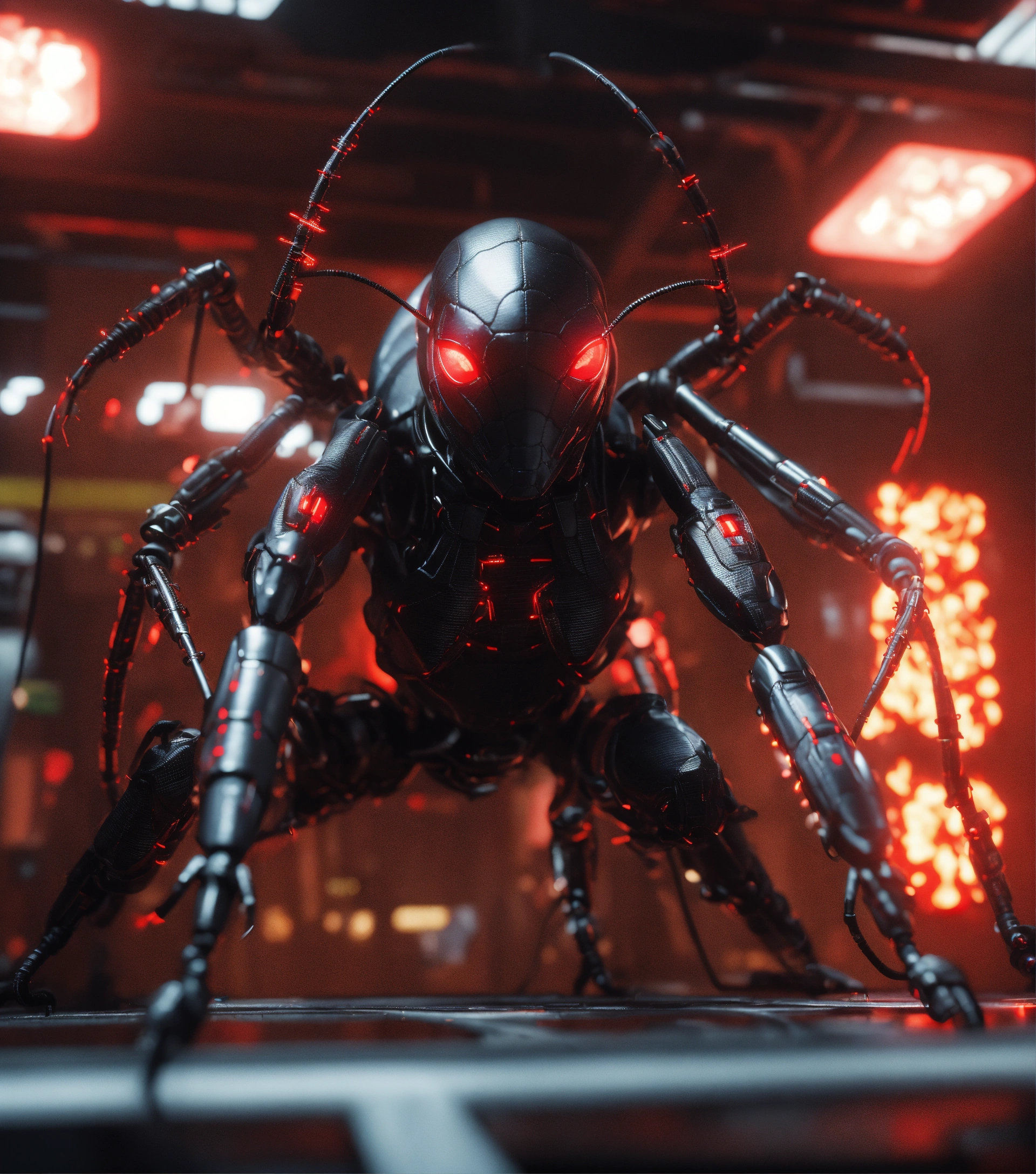 Lexica - Black cockroach faced humanoids with red eyes and detailed ...