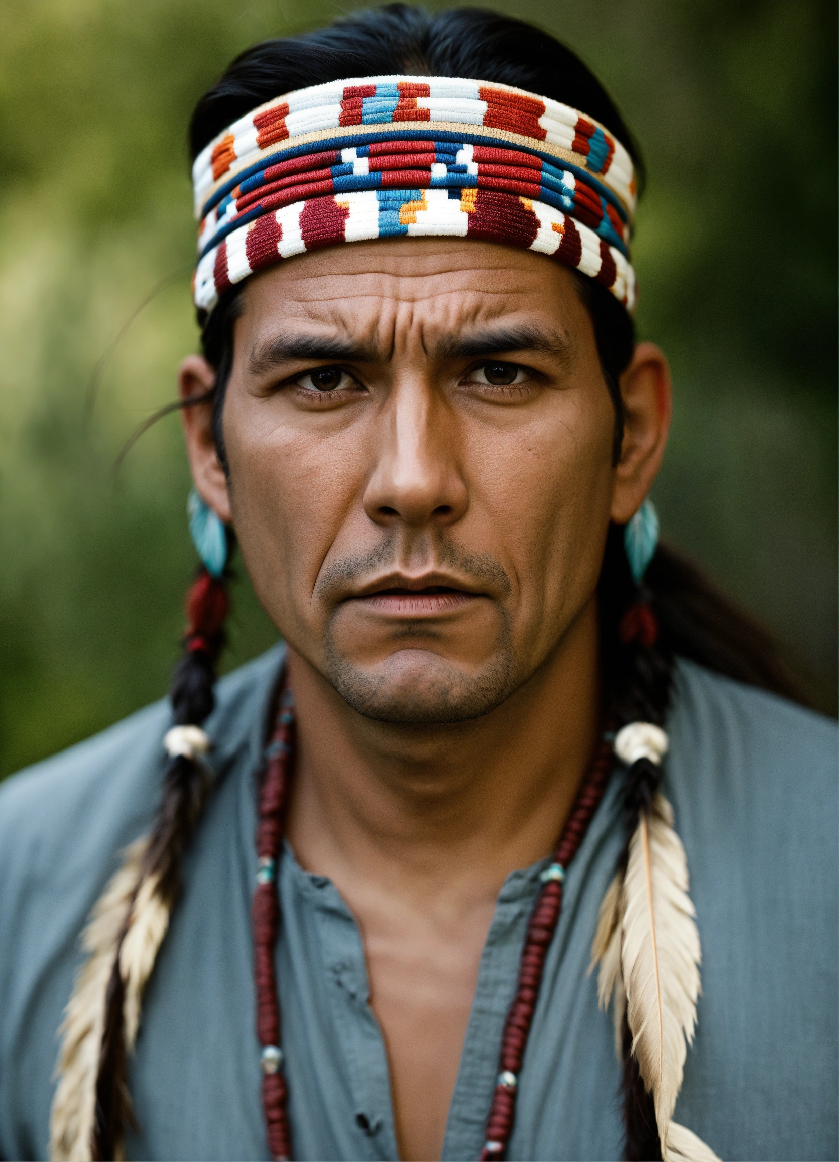 Lexica - Scared native american man, FRONT VIEW, casual clothes, arms ...
