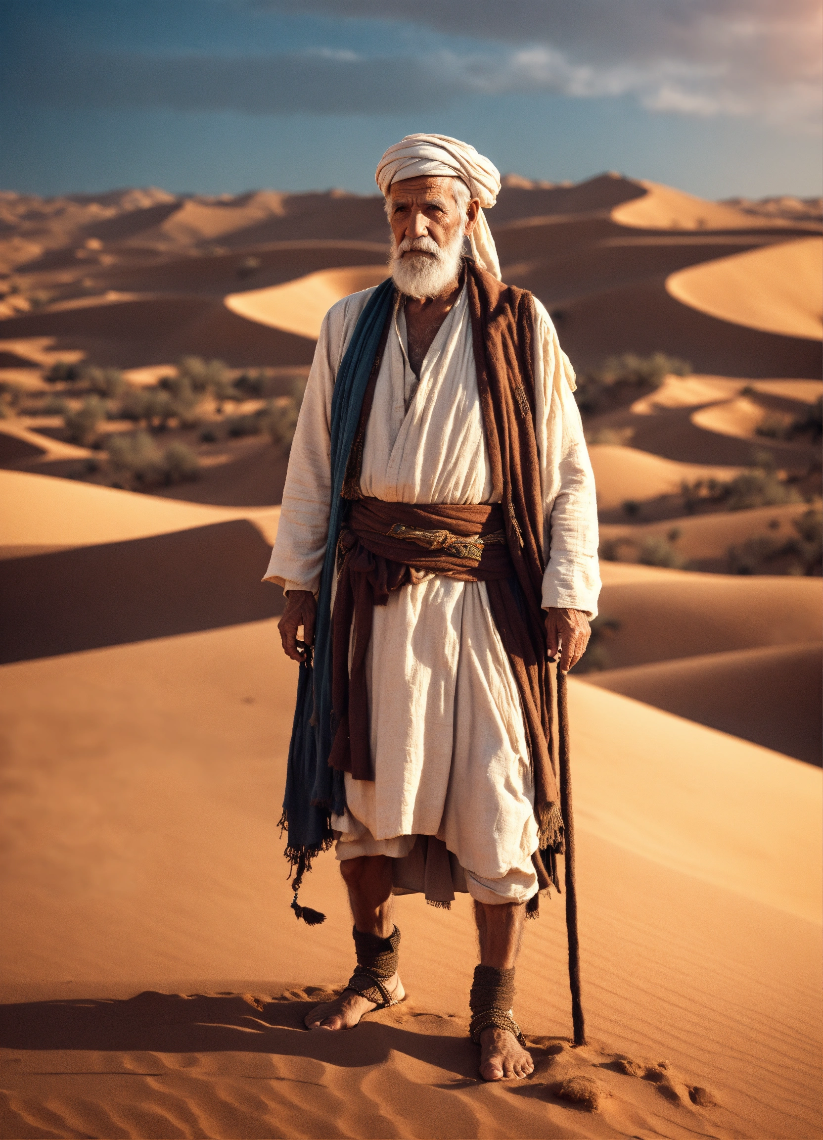 Lexica - ISRAELITE OLD MAN IN THE DESERT, DRESSED IN ANCIENT CLOTHES 4K