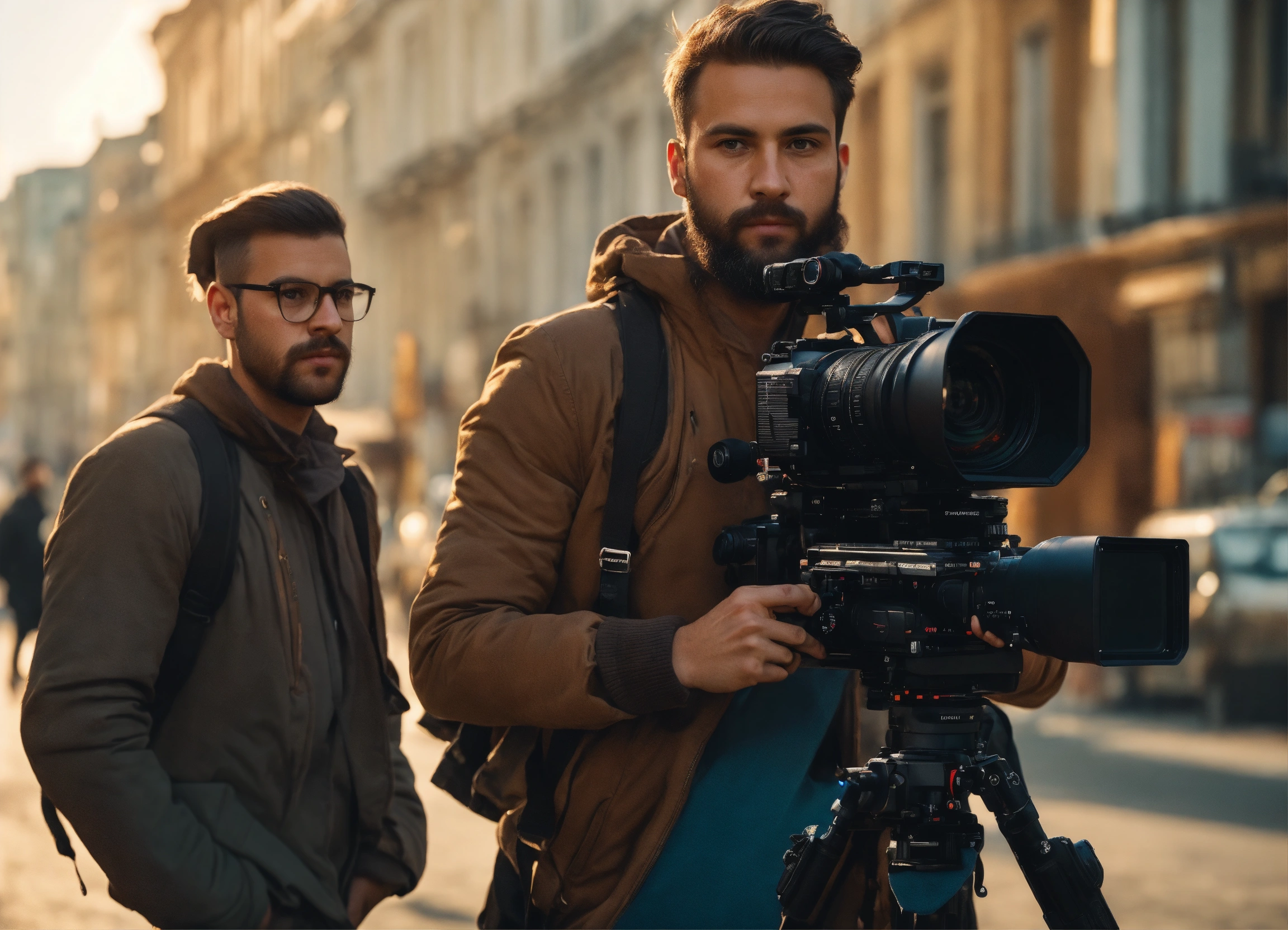 Lexica - The main operator looks directly into the frame, he is behind ...