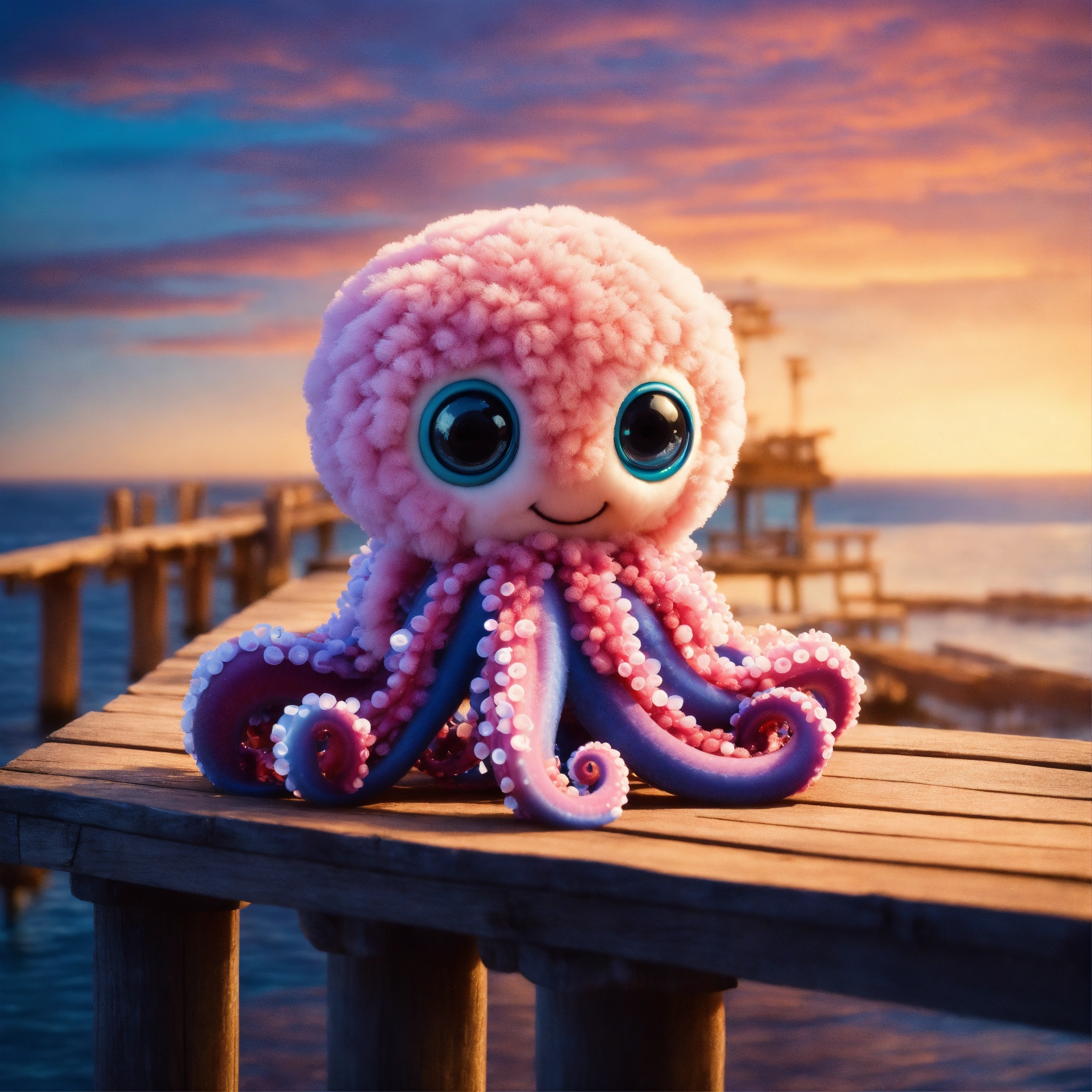 Lexica - Fluffy fairy cute octopus with long soft fur in the style of ...