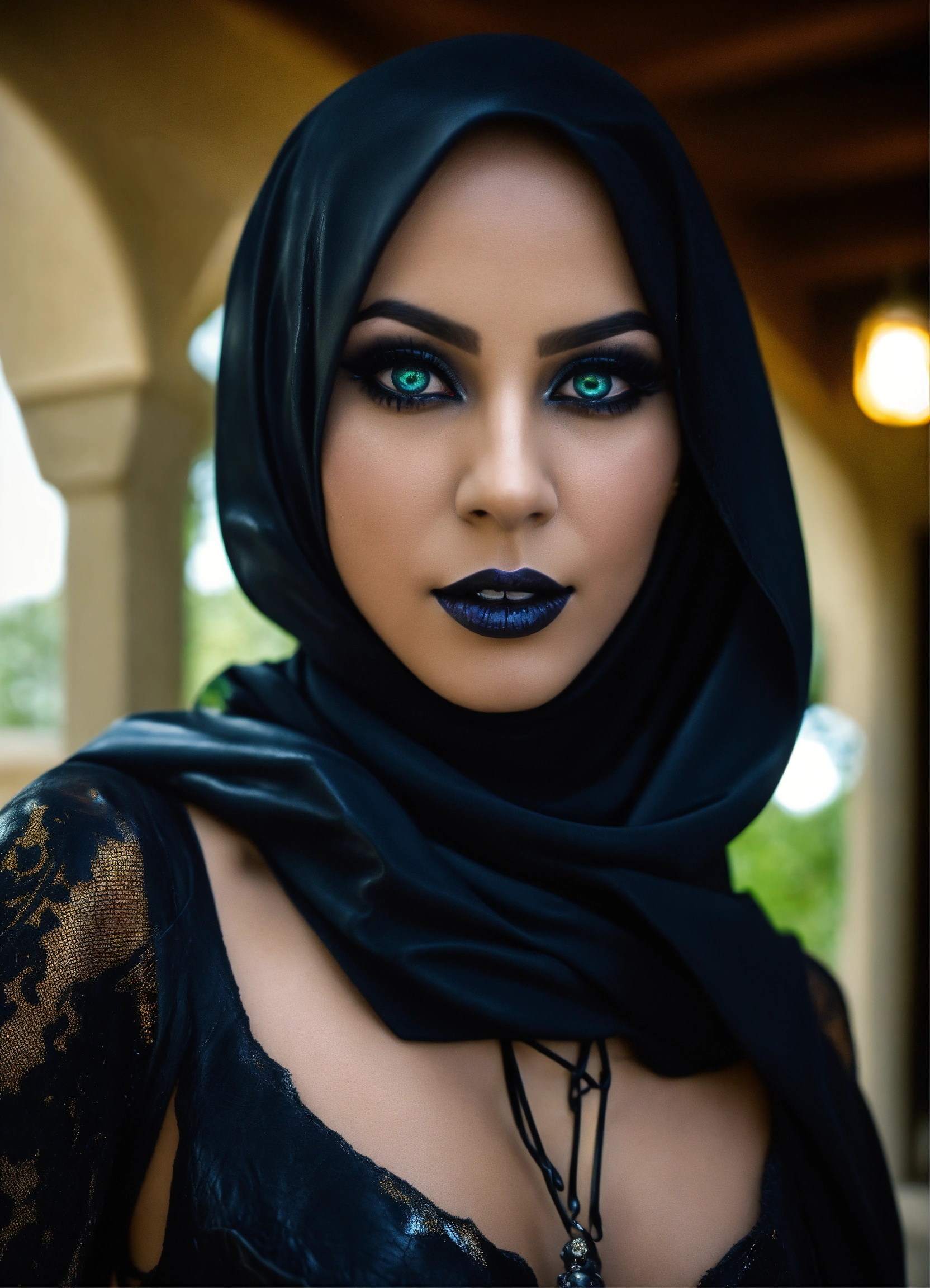 Lexica - Evil occult satanic goth hypnotic Arabian Sorceress. Zenobia with doom gaze veiled eyes ...