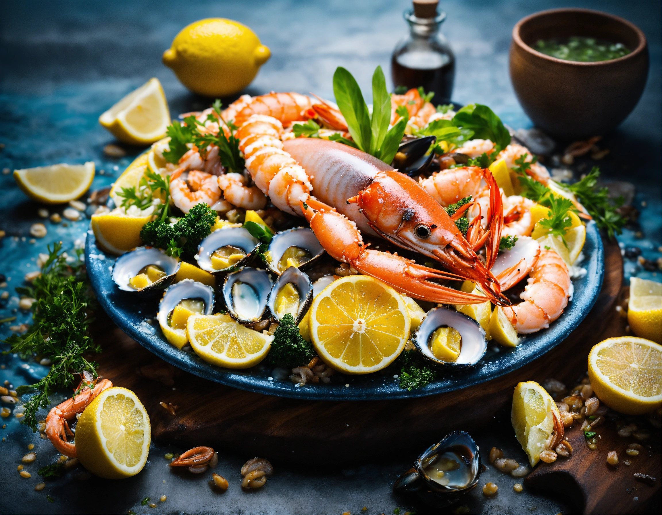 Lexica - Seafood platter. With spectacular splashes of lemon. Creative ...