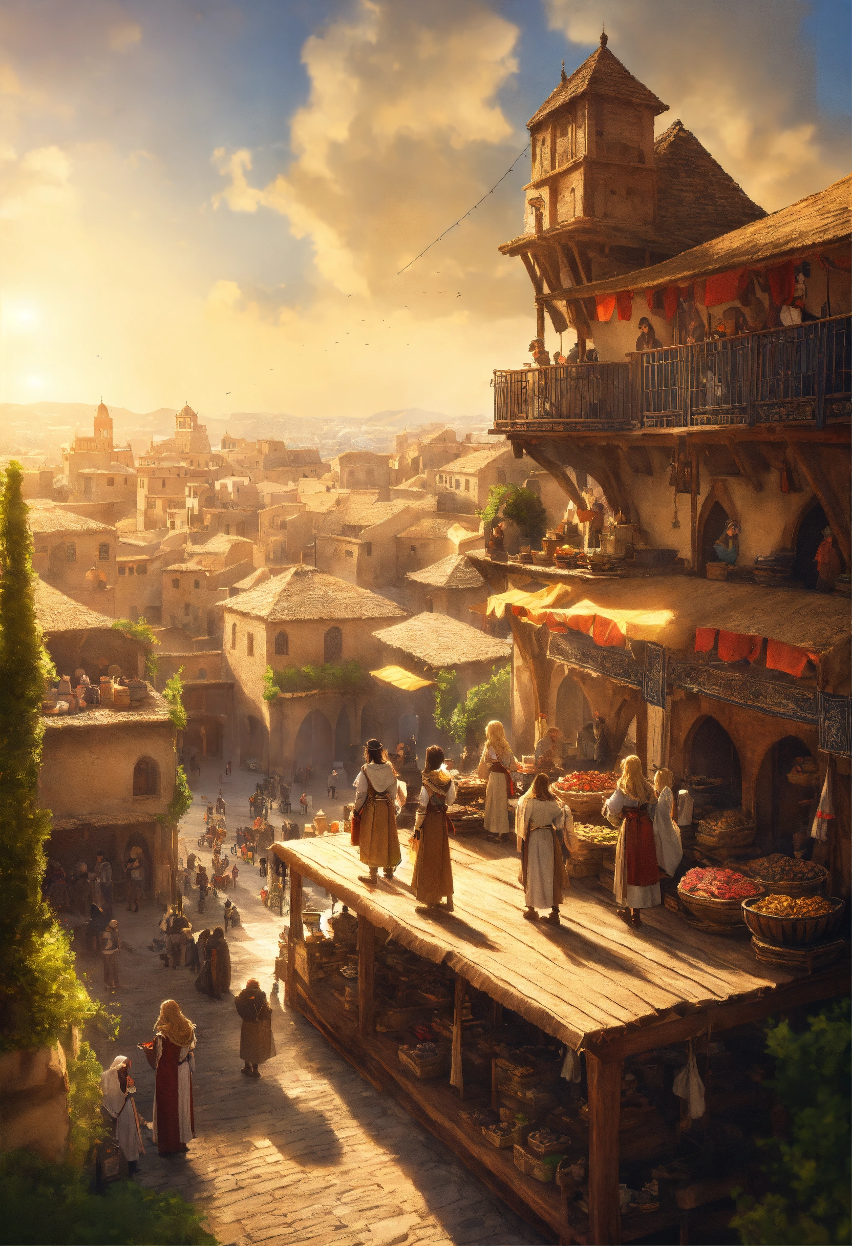 Lexica - An epic fantasy scene featuring medieval Morroco town market ...