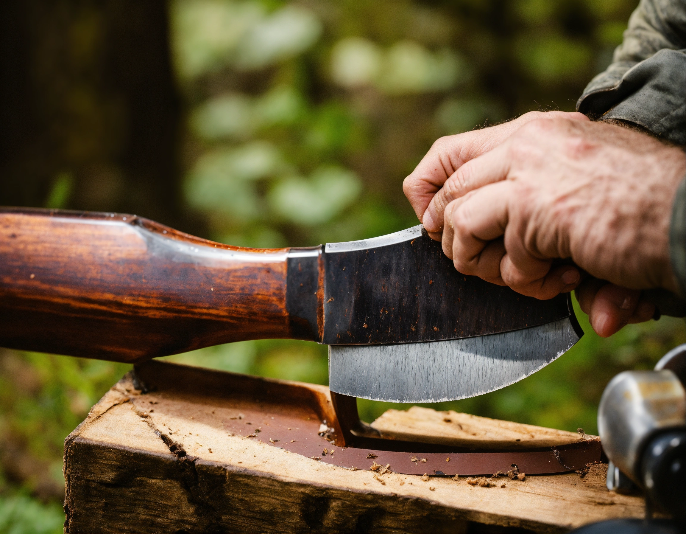Lexica - A hand sharpening an axe
