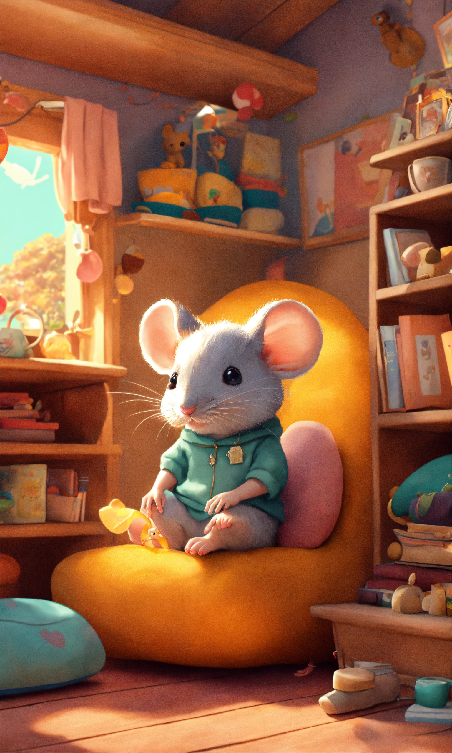 Lexica - Only A cute and smart mice , inside his own house, furniture ...
