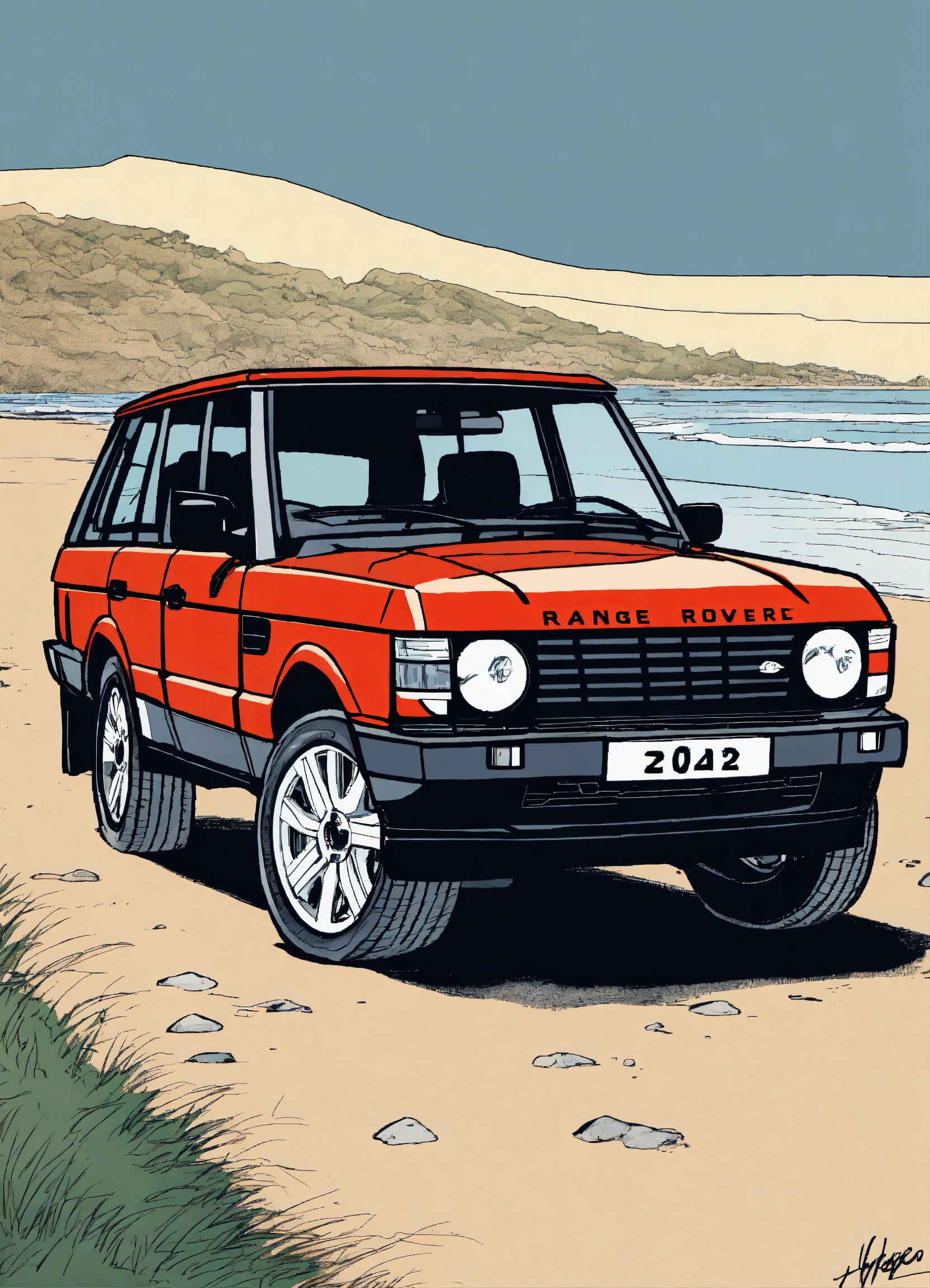 Lexica - Detailed pen and ink illustration of Range Rover Sport 2022 ...
