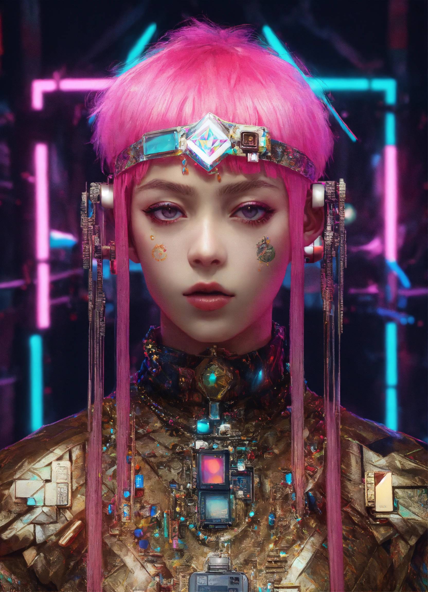 Lexica - I’m Photorealistic portrait of A diamond metal occult ...