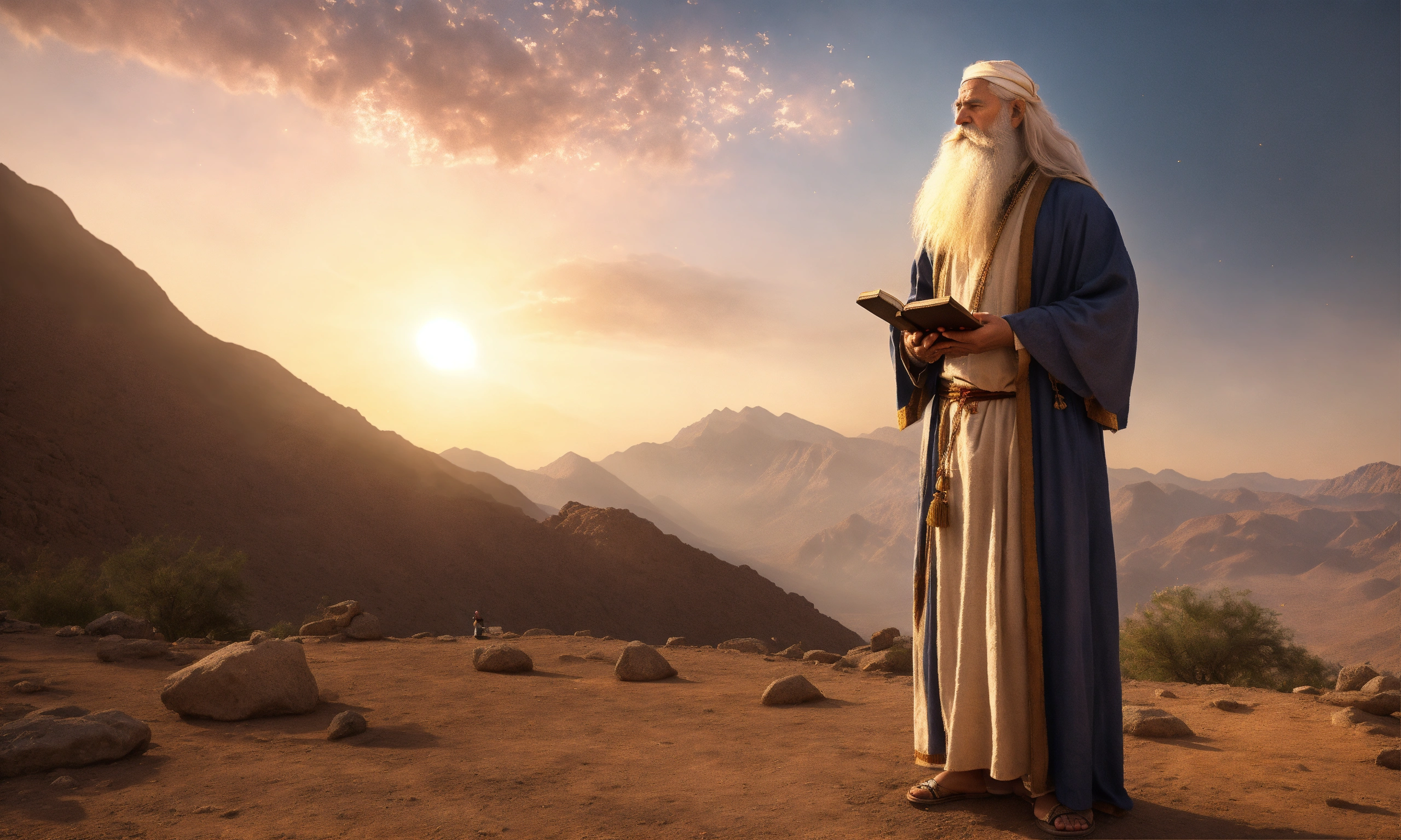 Lexica - At the foot of Mount Sinai, Hz. Moses stands, with his long ...