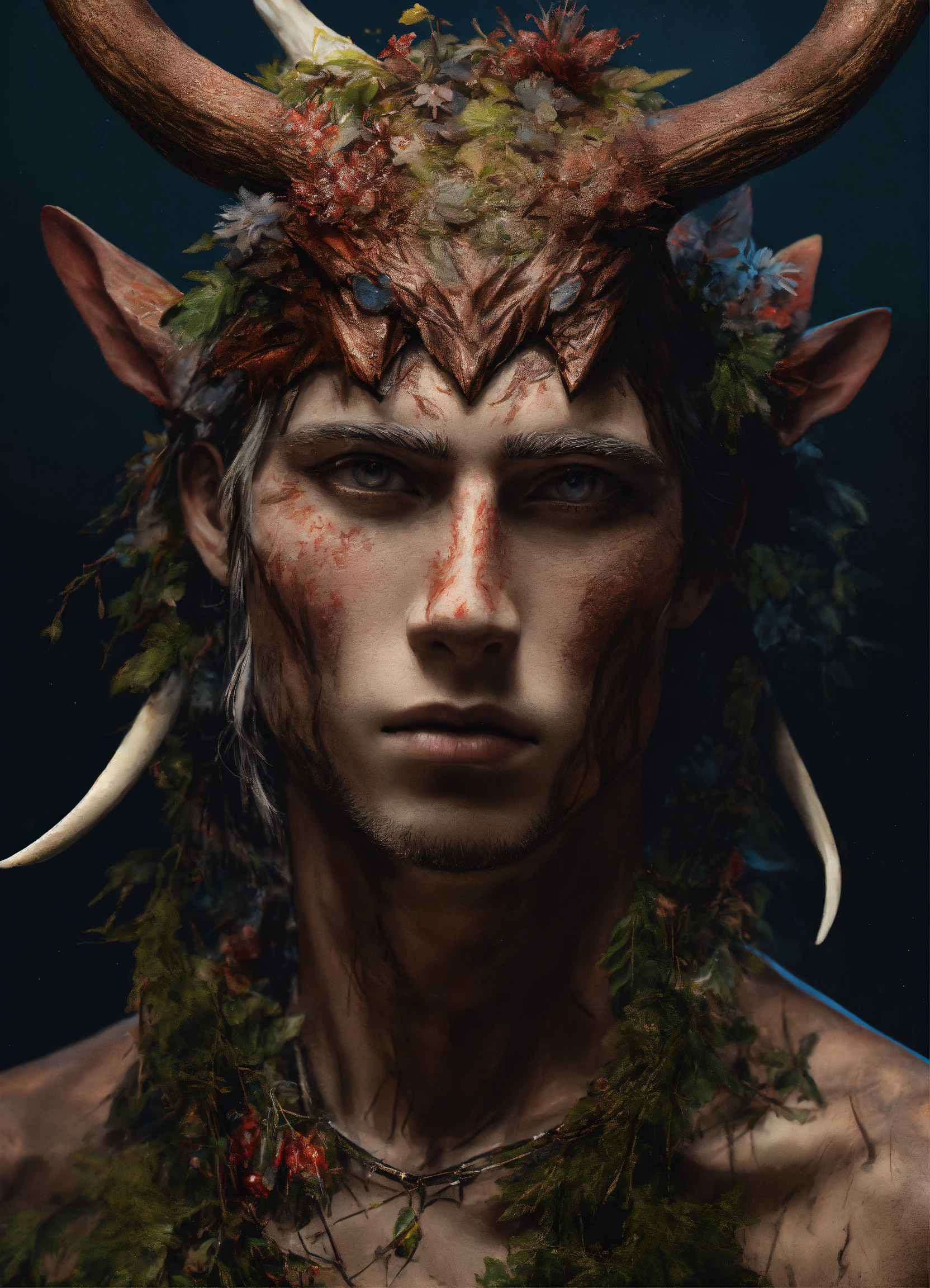 Lexica - Highly detailed portrait of young human man, wendigo features