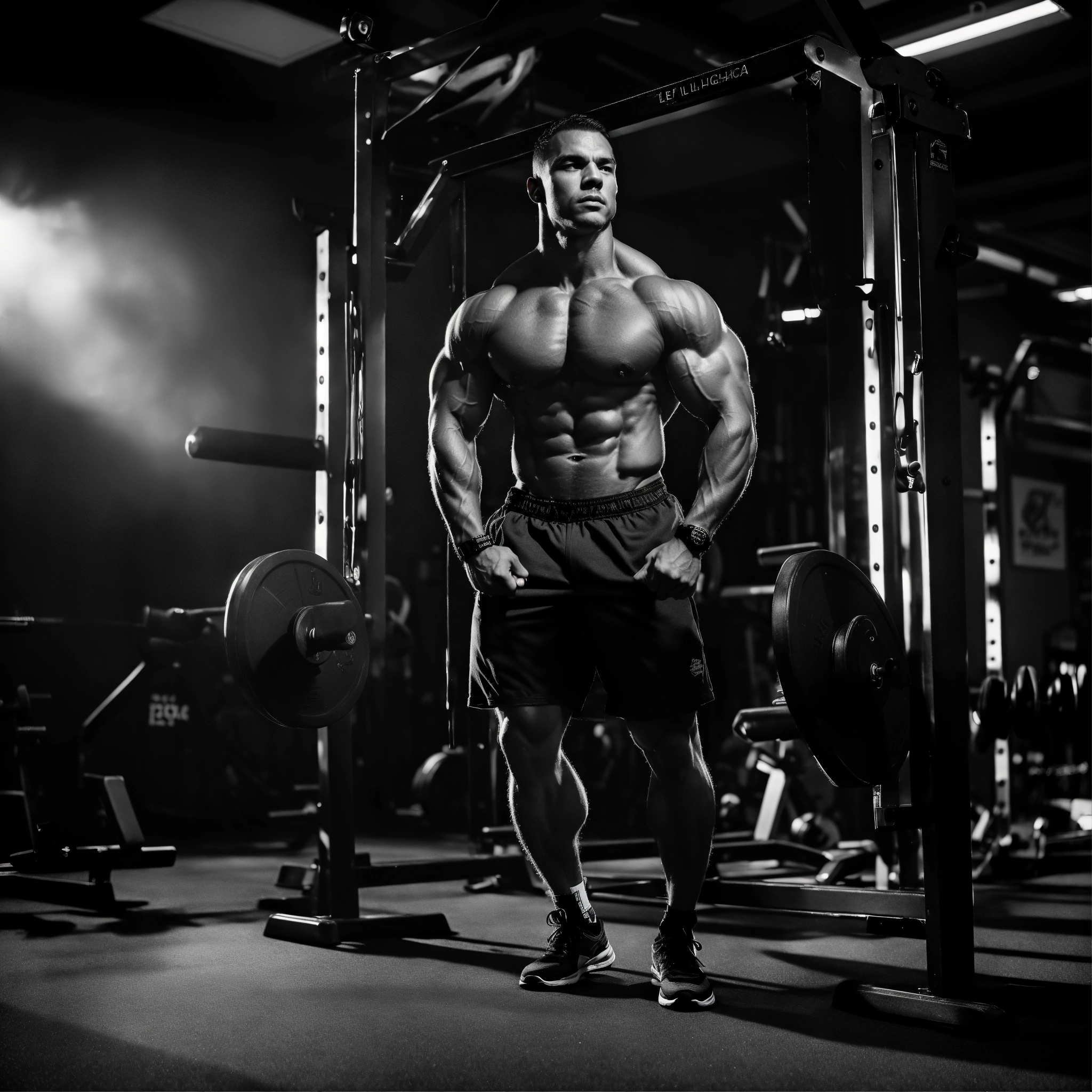 Lexica - Photograph of a muscular man, bodybuilding, gym lighting ...