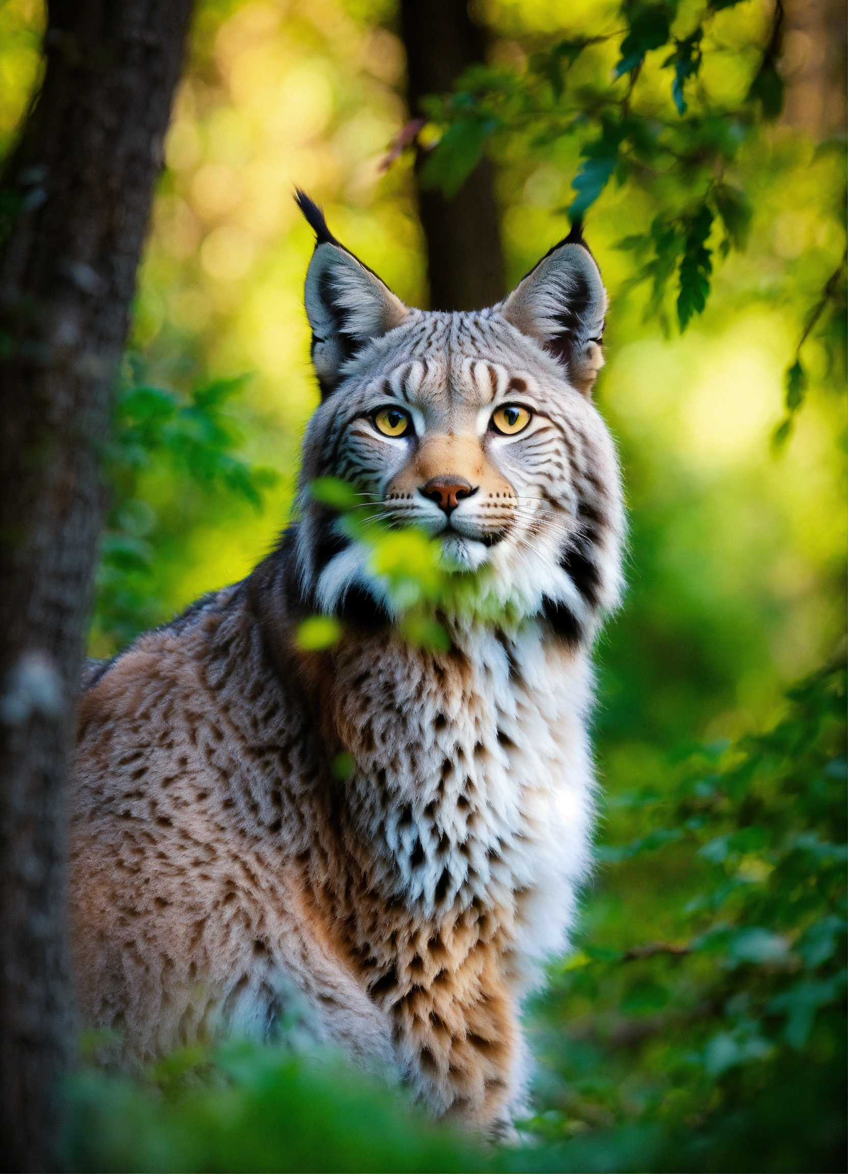 Lexica - Impressionist, portrait of a grey lynx in a Wisconsin forest
