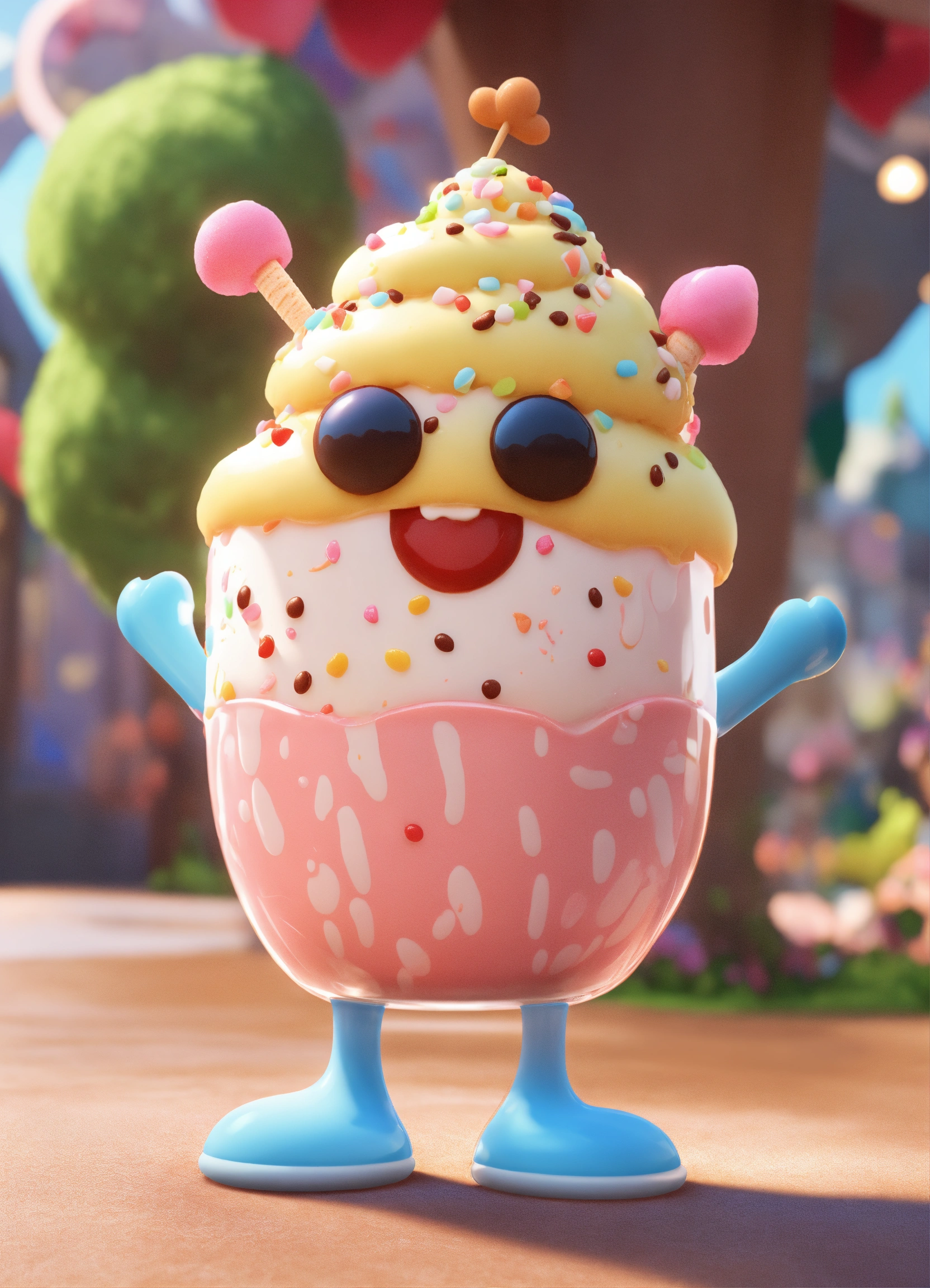 Lexica - Cartoon character a cute ice cream with arms hands and legs ...