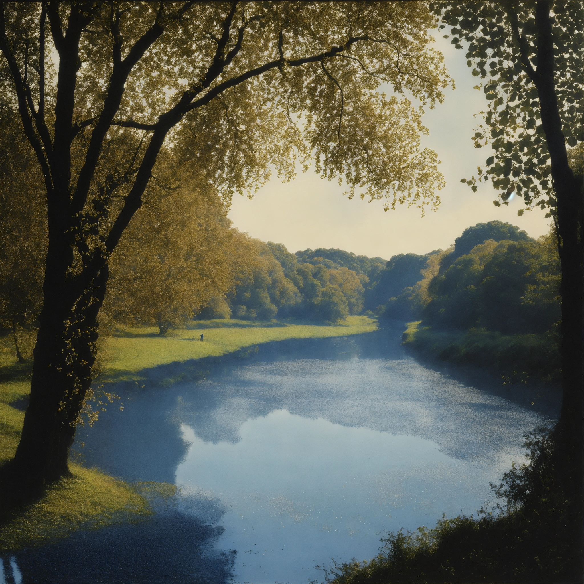 Lexica - A river landscape pointillism photography in style anna atkins ...