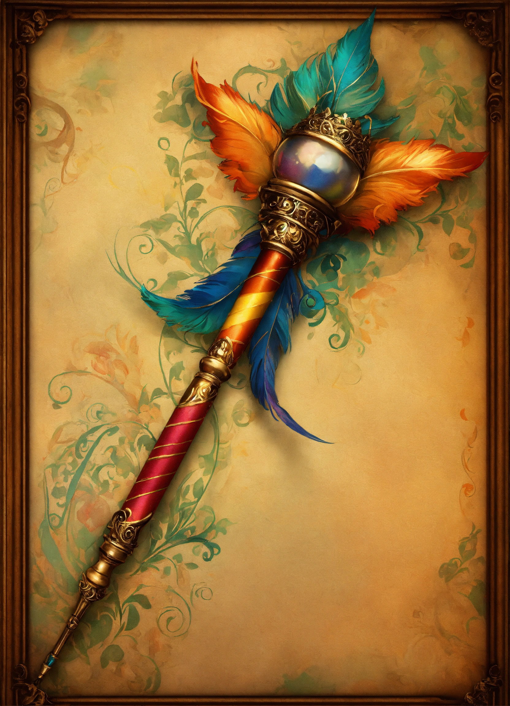 Lexica - A magic wand quill, colorful ornate
