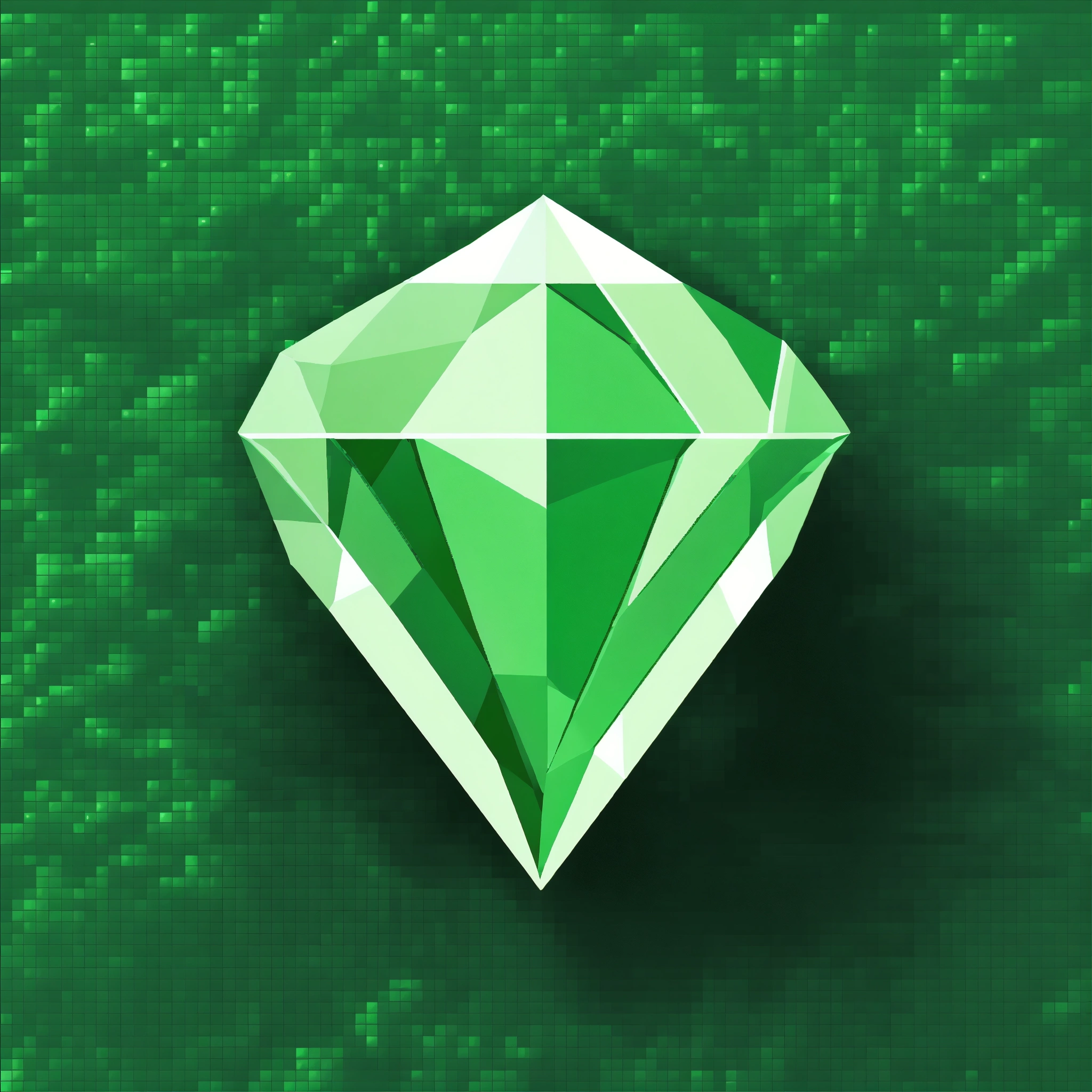 Lexica - Pixel art of a green and white diamond with blank background
