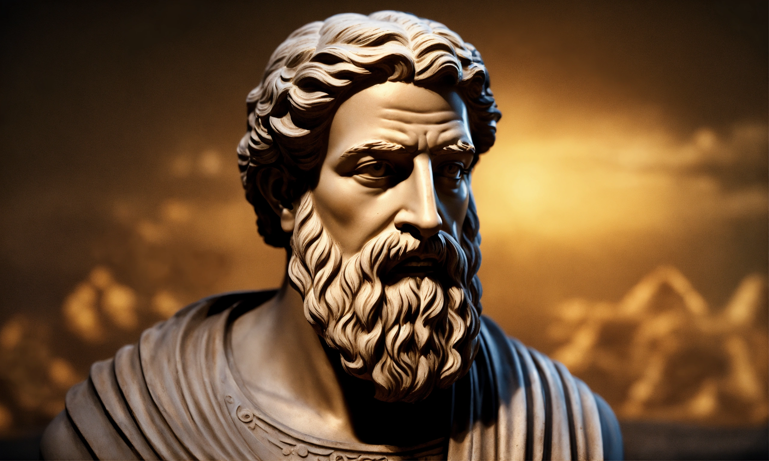 Lexica - Curious Greek philosopher, facing front, dark background ...