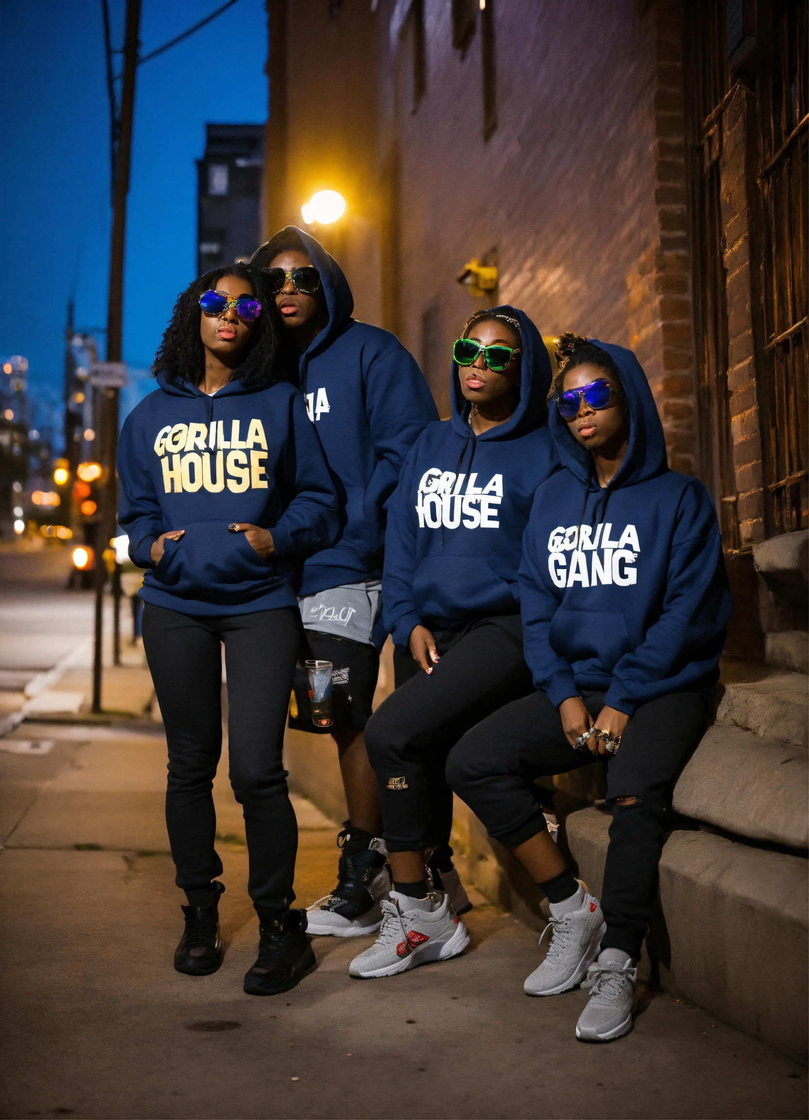 Lexica - Girl Gorillas wearing Gangster wearing designer sunglasses and ...