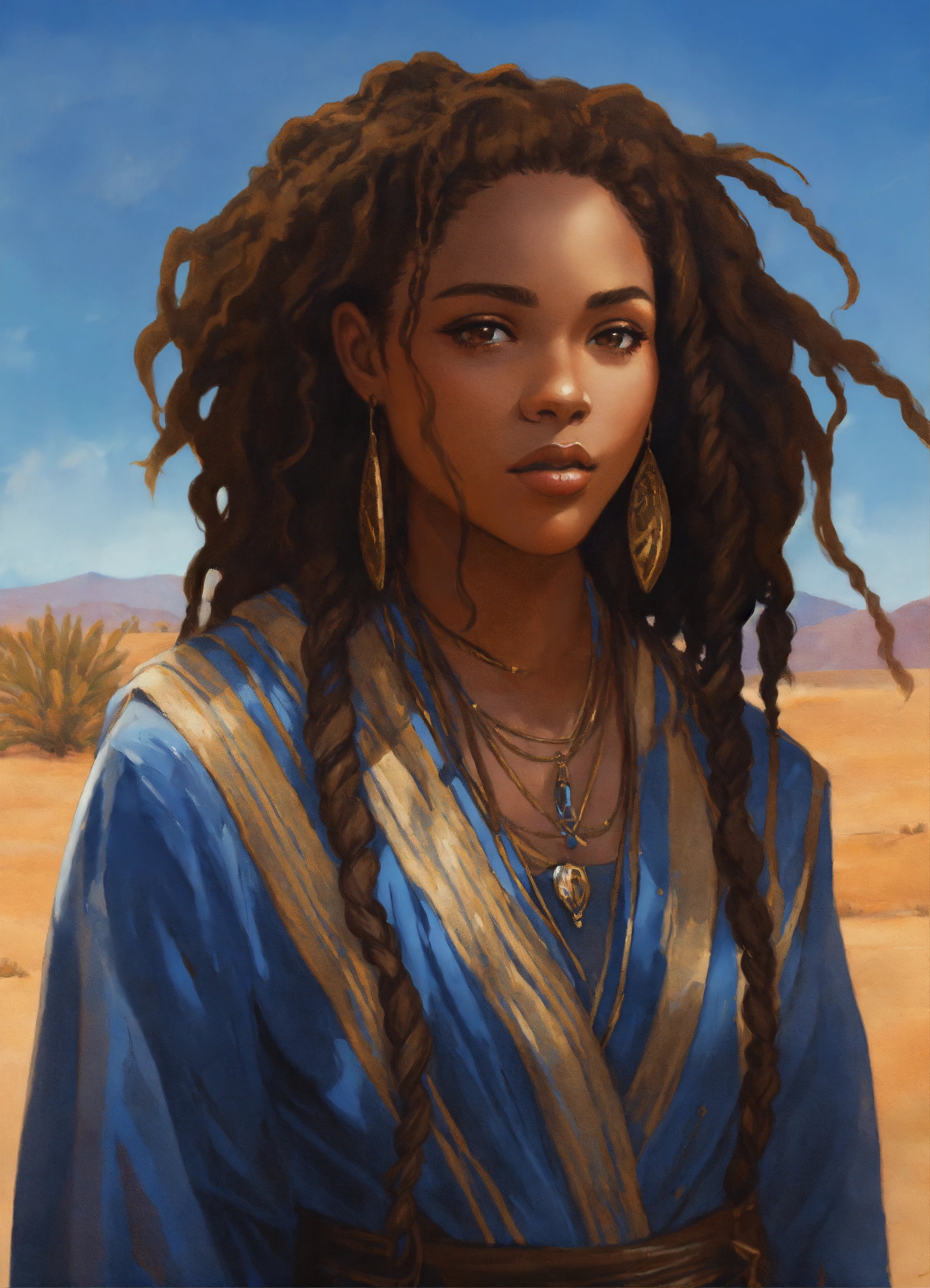 Lexica - Portrait of light skin black woman, age 20, dark brown hair ...