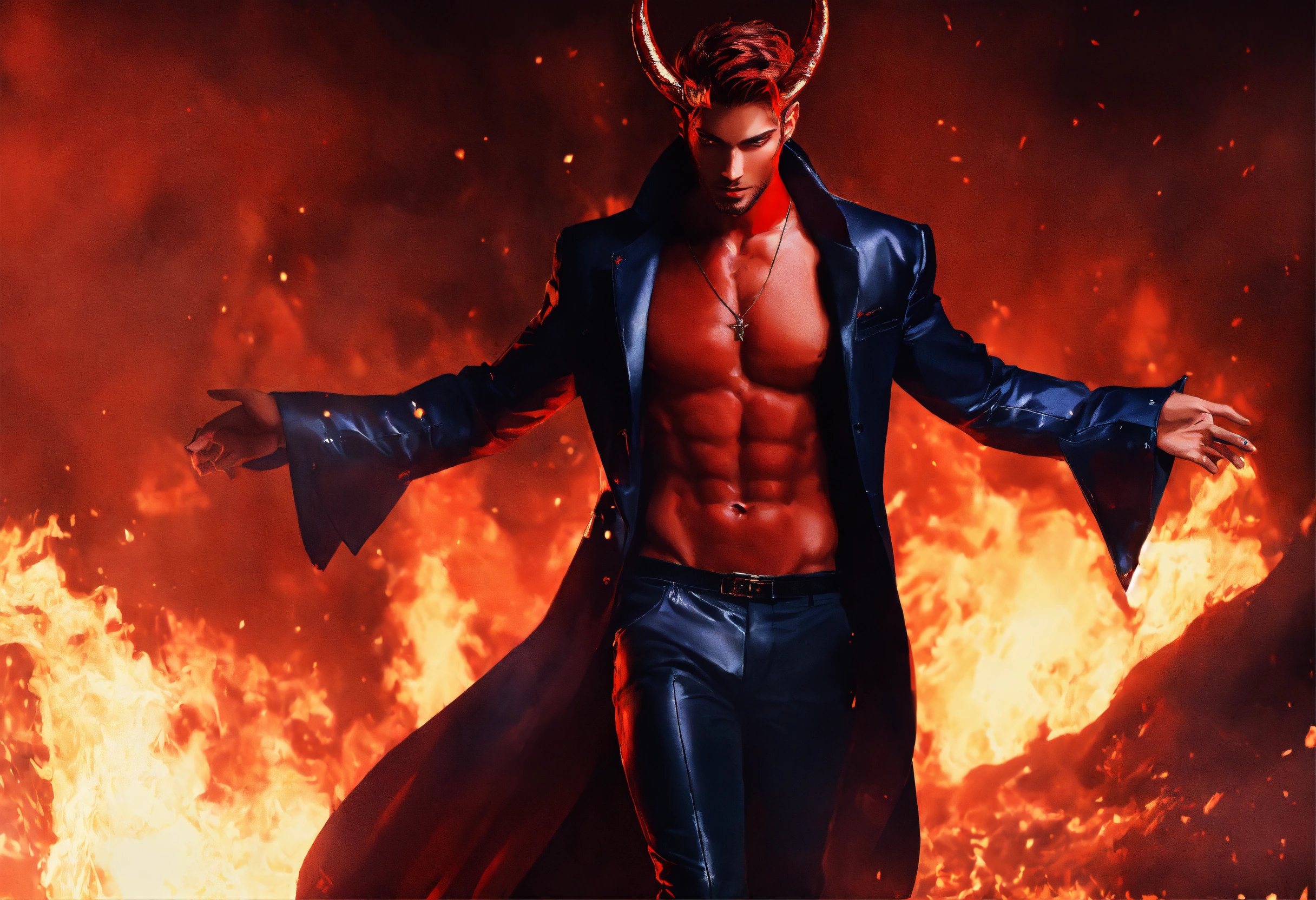 Lexica - Lucifer the red devil of a man, handsome as a devil, runway ...