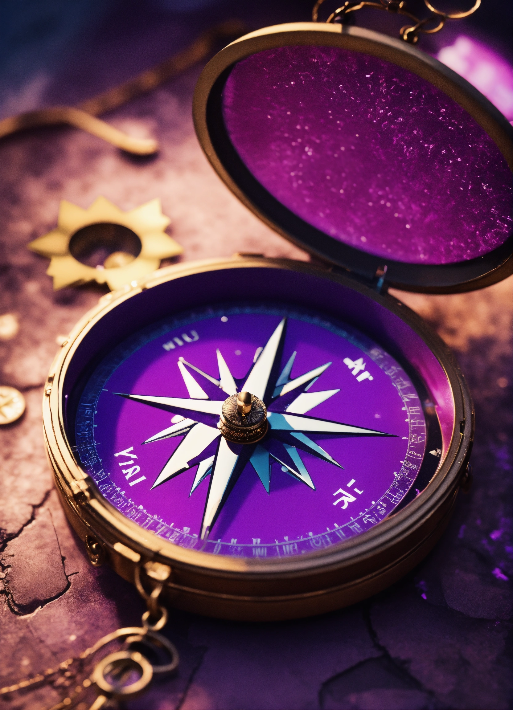 Lexica - A little broken compass, purple theme, 8k