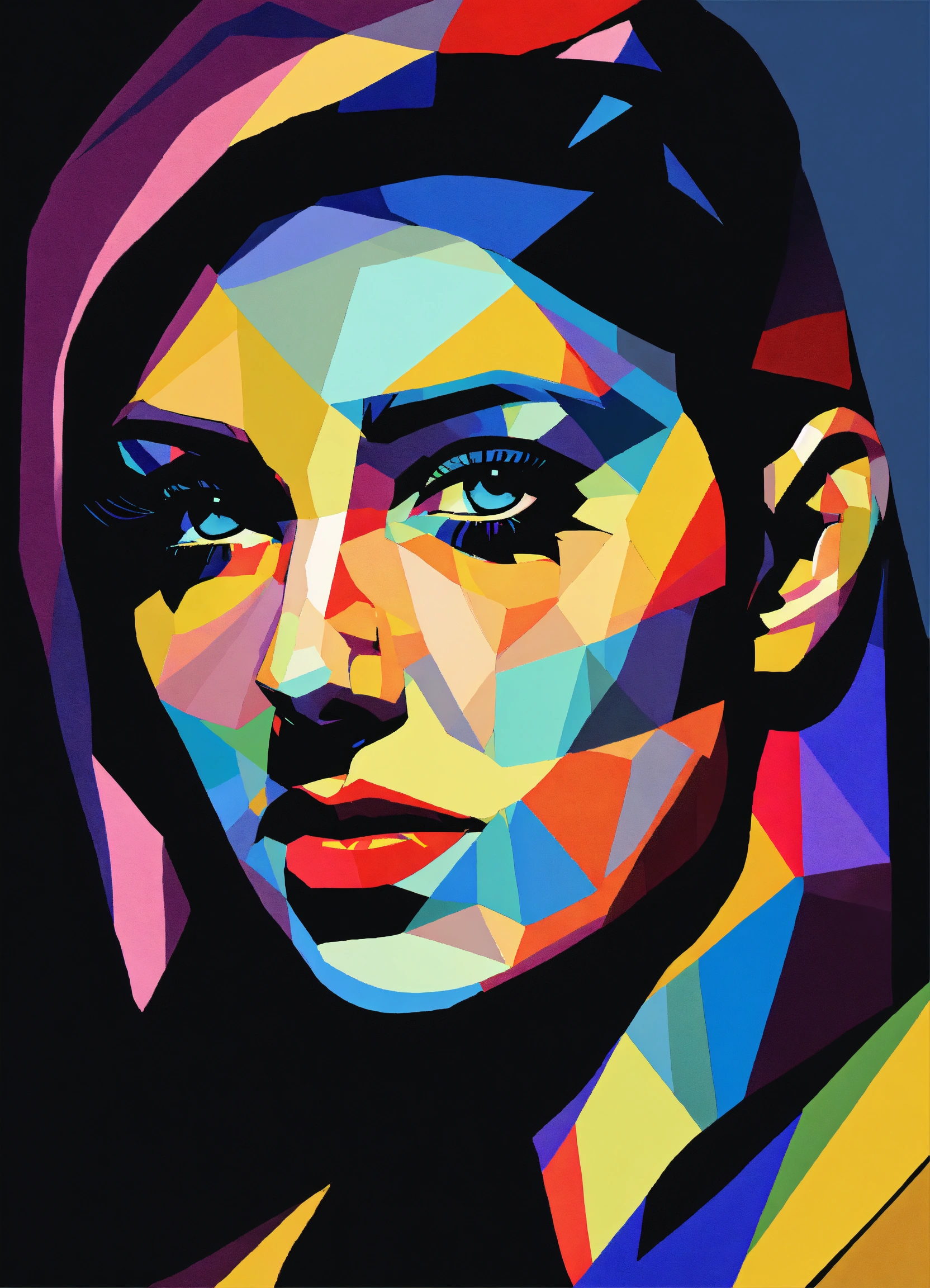 Lexica - Simplified abstract illustration of close up portrait of ...