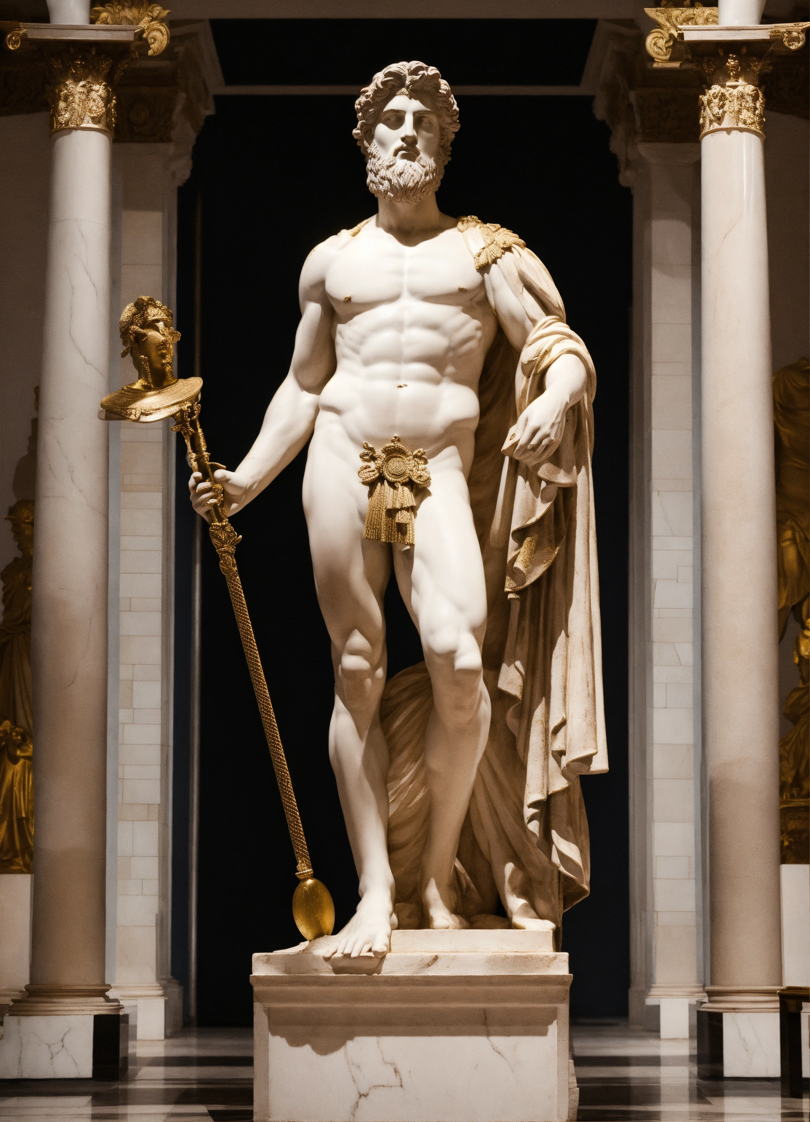 Lexica - A Statue of a masculaur greek god who is Standing on a Podium ...