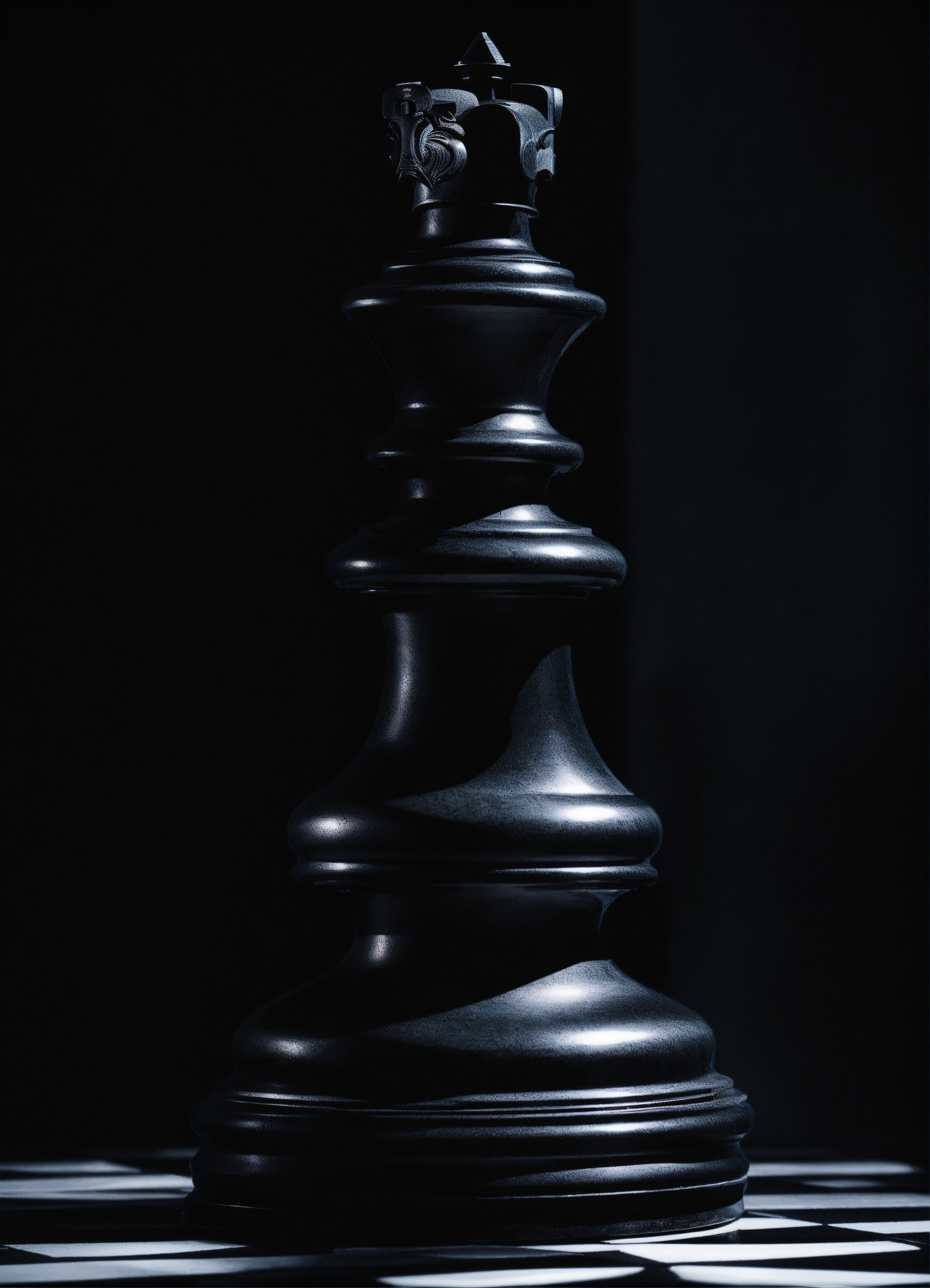 Lexica - A Statue of a chess Figur in dark black from the King Symple