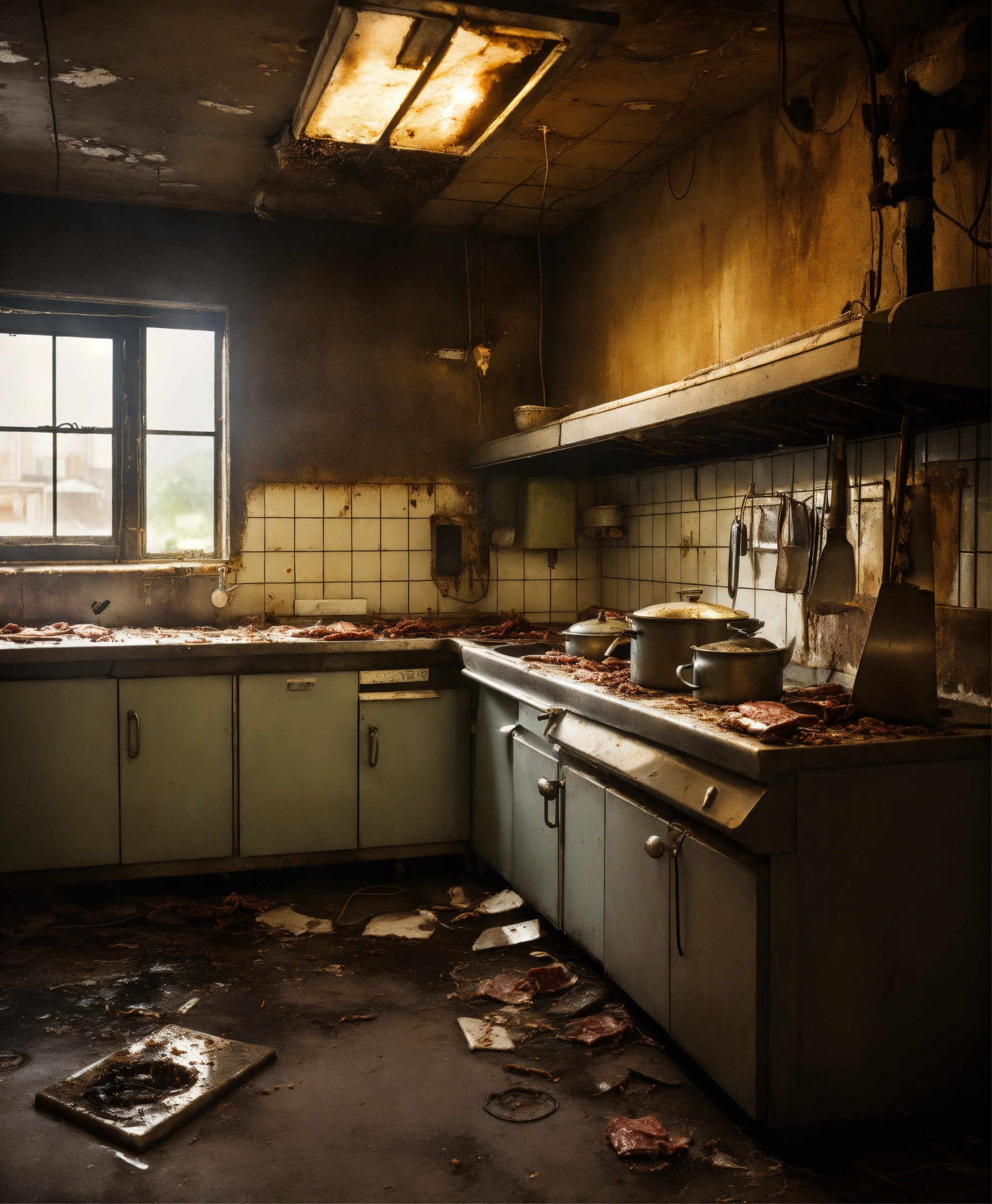 Lexica - Abandoned restaurant kitchen hotel, Large white and steel ...