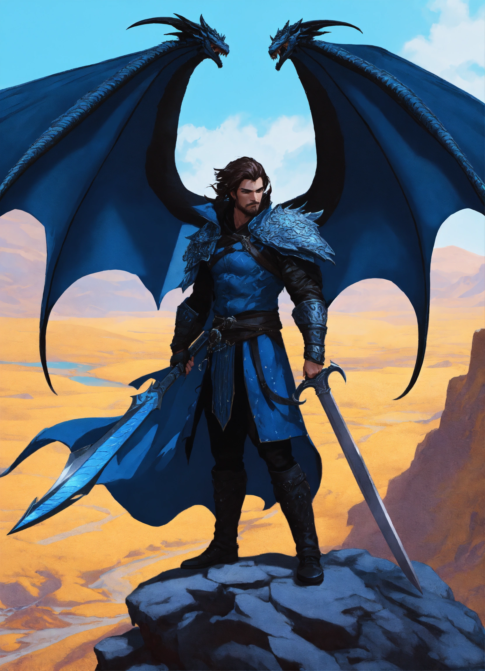 Lexica - Dragonborness blue scales with a big glaive in right hand ...