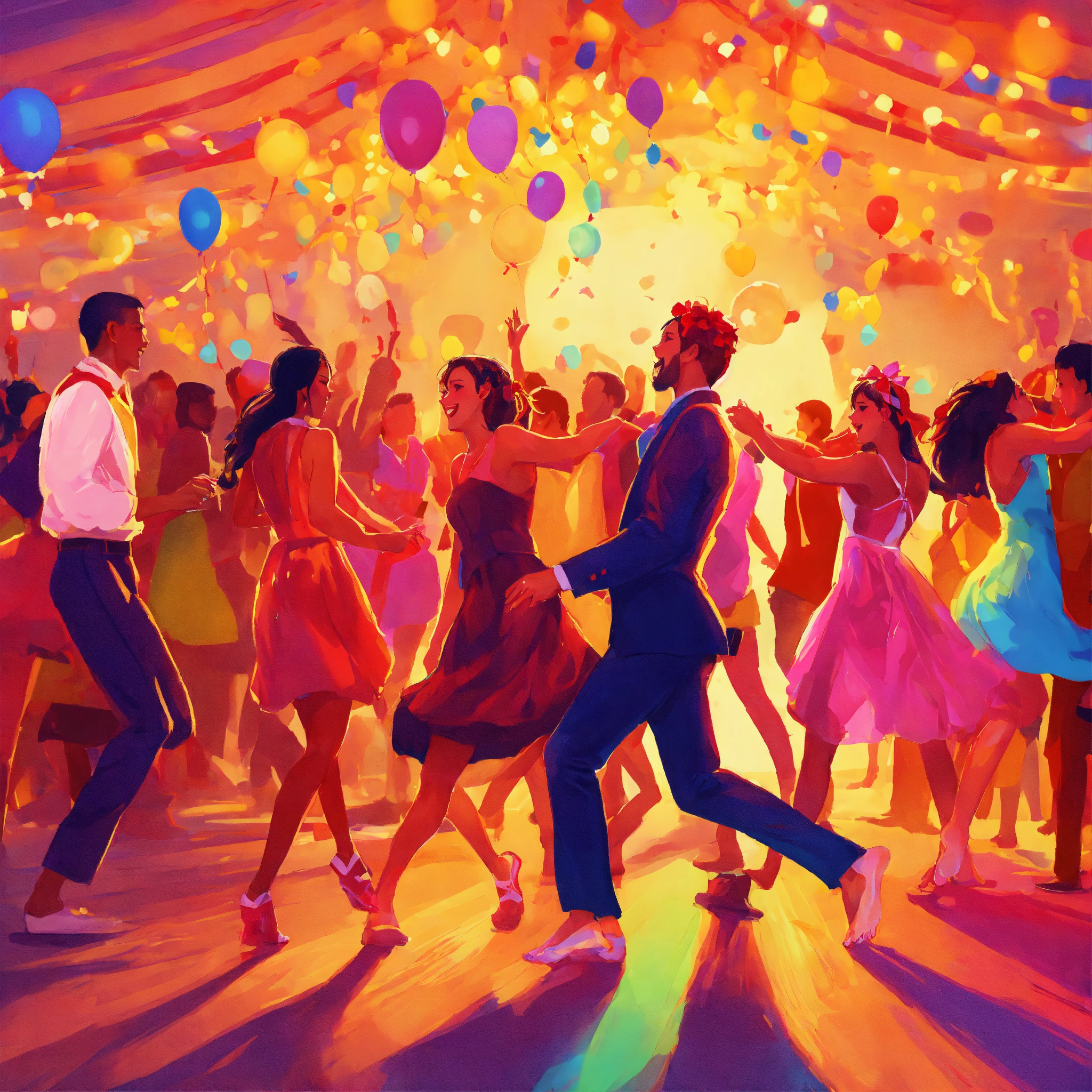 Lexica - Colorful art of crazy homecoming dance 8k wallpaper, barefoot