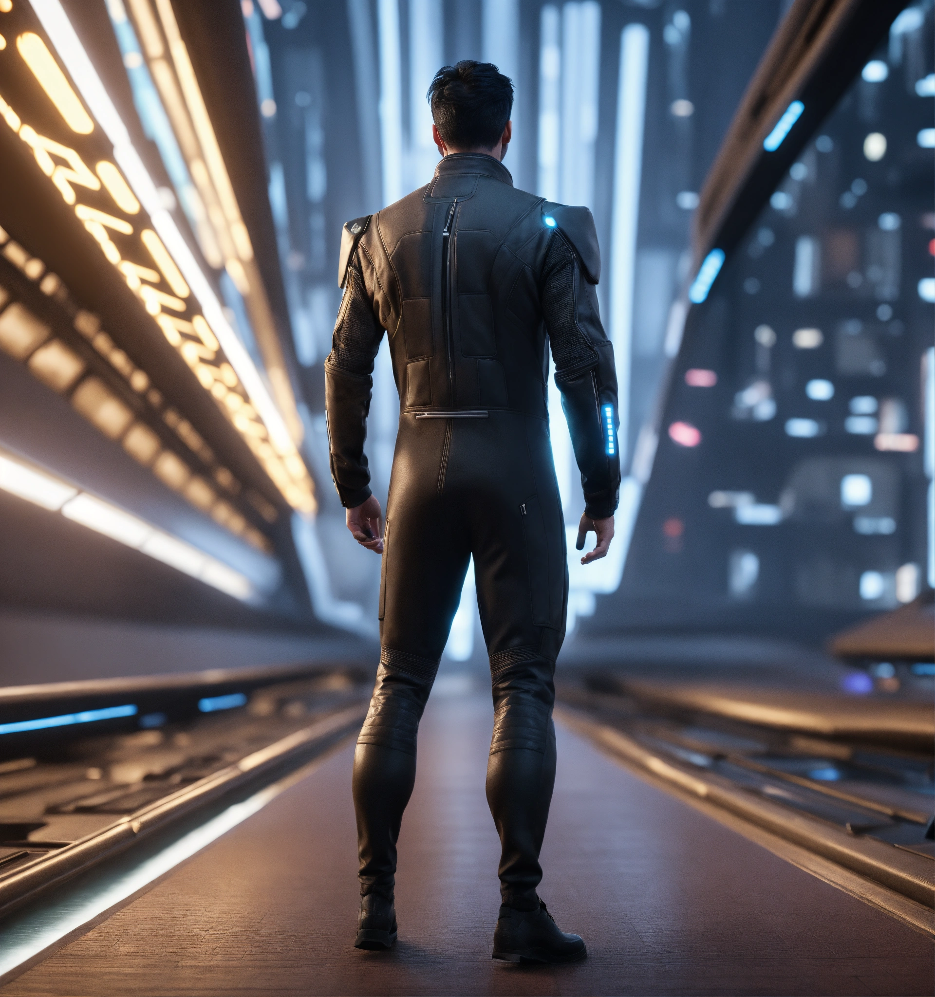 Lexica - Back view of a 35 year old white male doctor with black hair ...