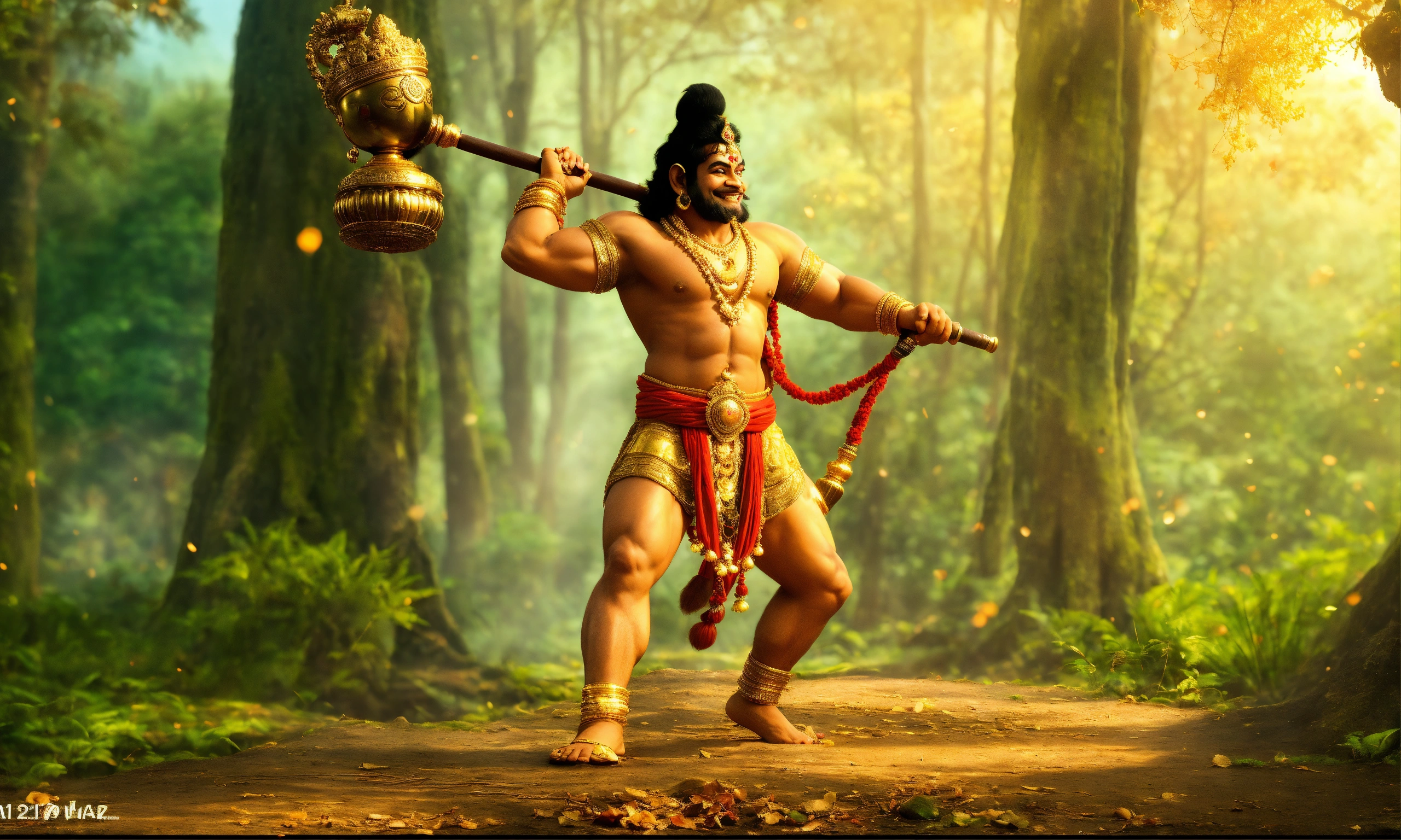 Lexica - Hanuman very realistic ,srong body ,perfect face and body shape structure, holding huge ...