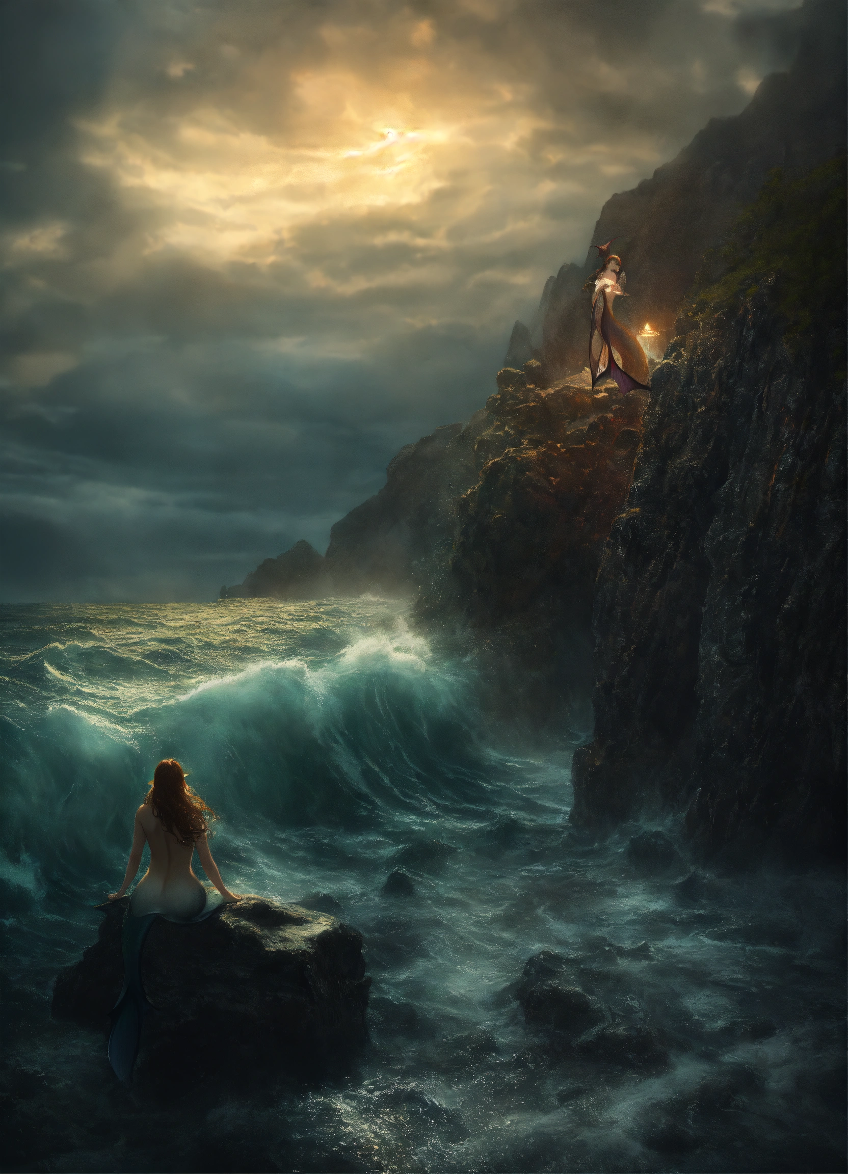 Lexica - Create a 4k detailed photo of an evil (mermaids) staring at ...