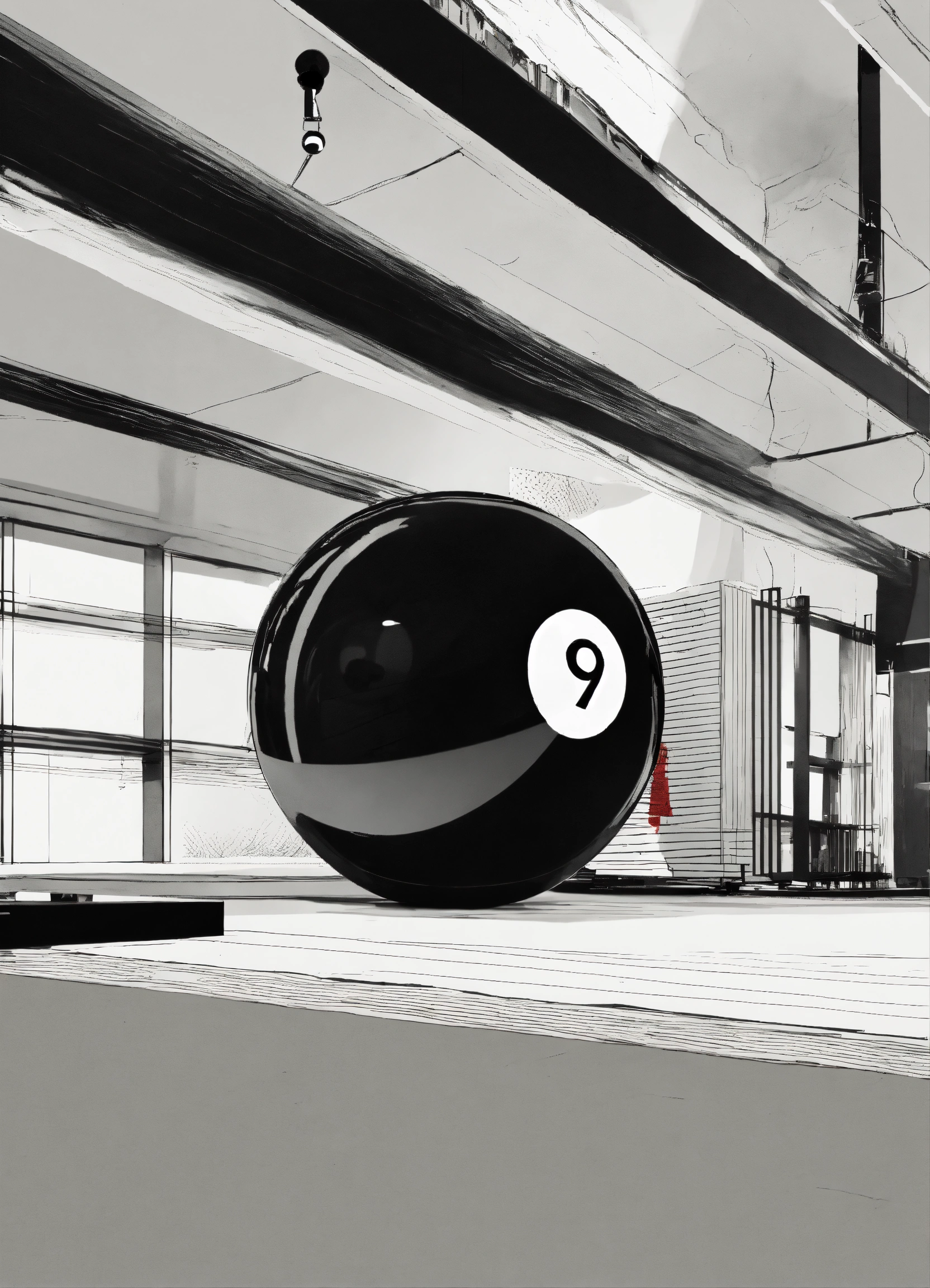 Lexica - Create a 2d 8 ball minimalistic, black and white, white ...