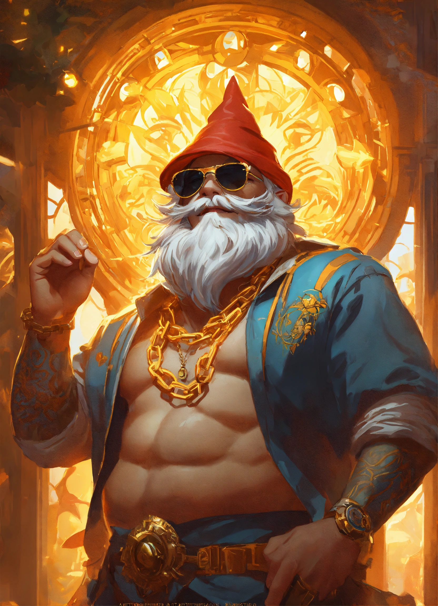 Lexica - Male gnome wearing hip hop chains and sun glasses, posing for ...